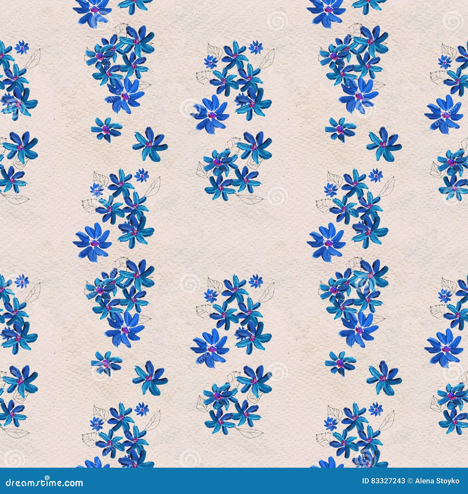 Seamless Pattern with Blue Flowers Stock Illustration - Illustration of ...