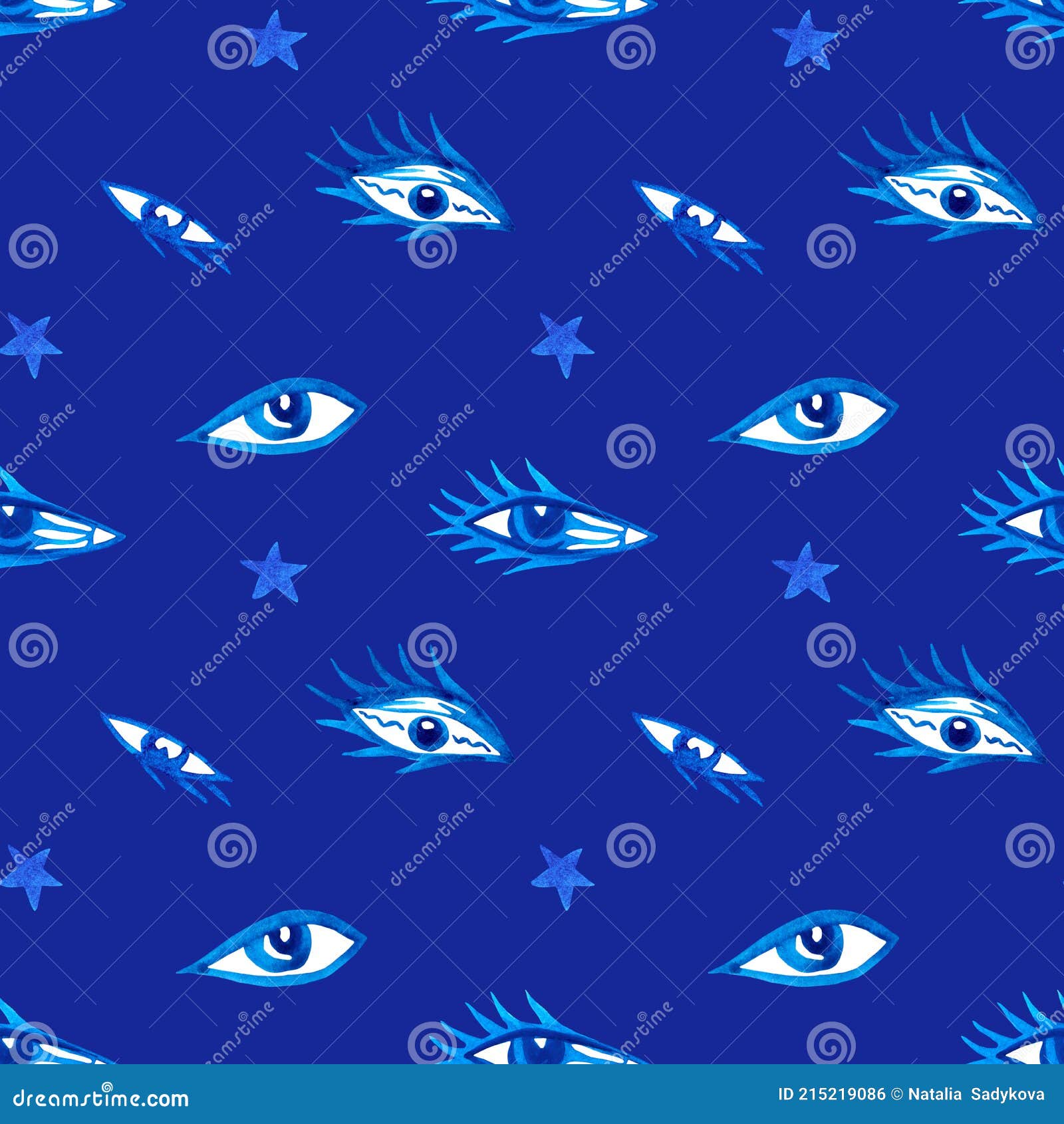 Seamless Pattern with Blue God S All-seeing Eyes Stock Photo - Image of ...