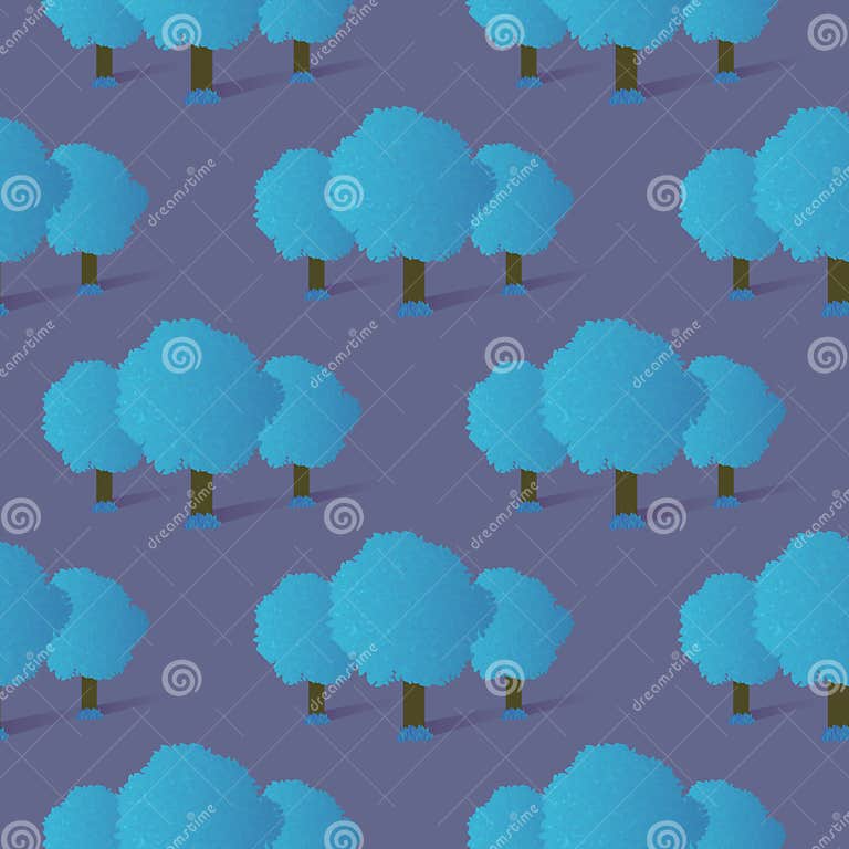 Seamless Pattern of Blue Gradient Trees and Grass Stock Vector ...