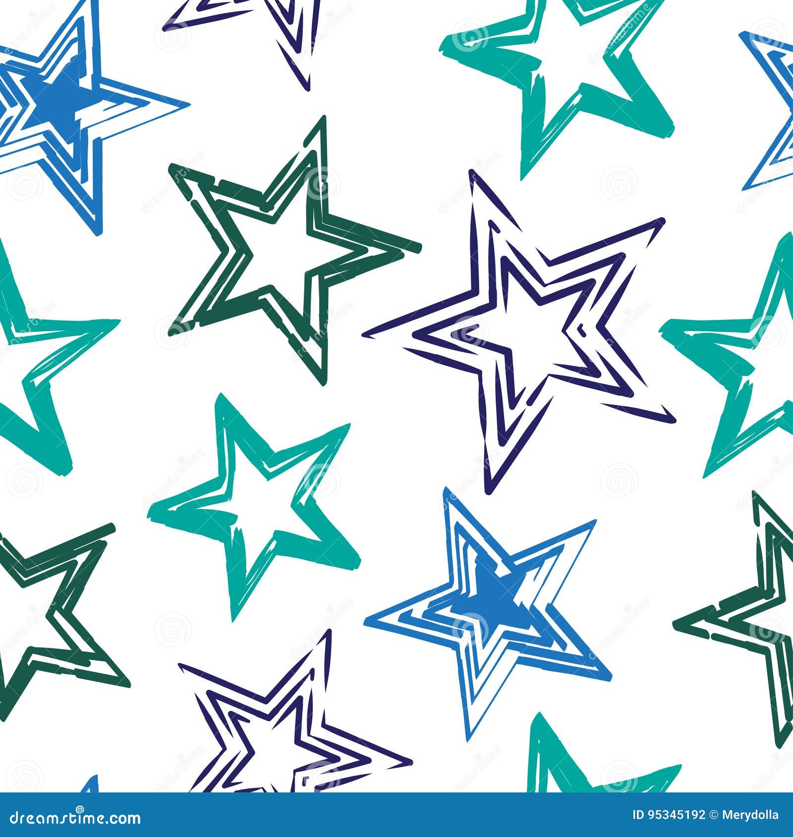 Seamless Pattern with Blue and Green Stars Stock Illustration ...