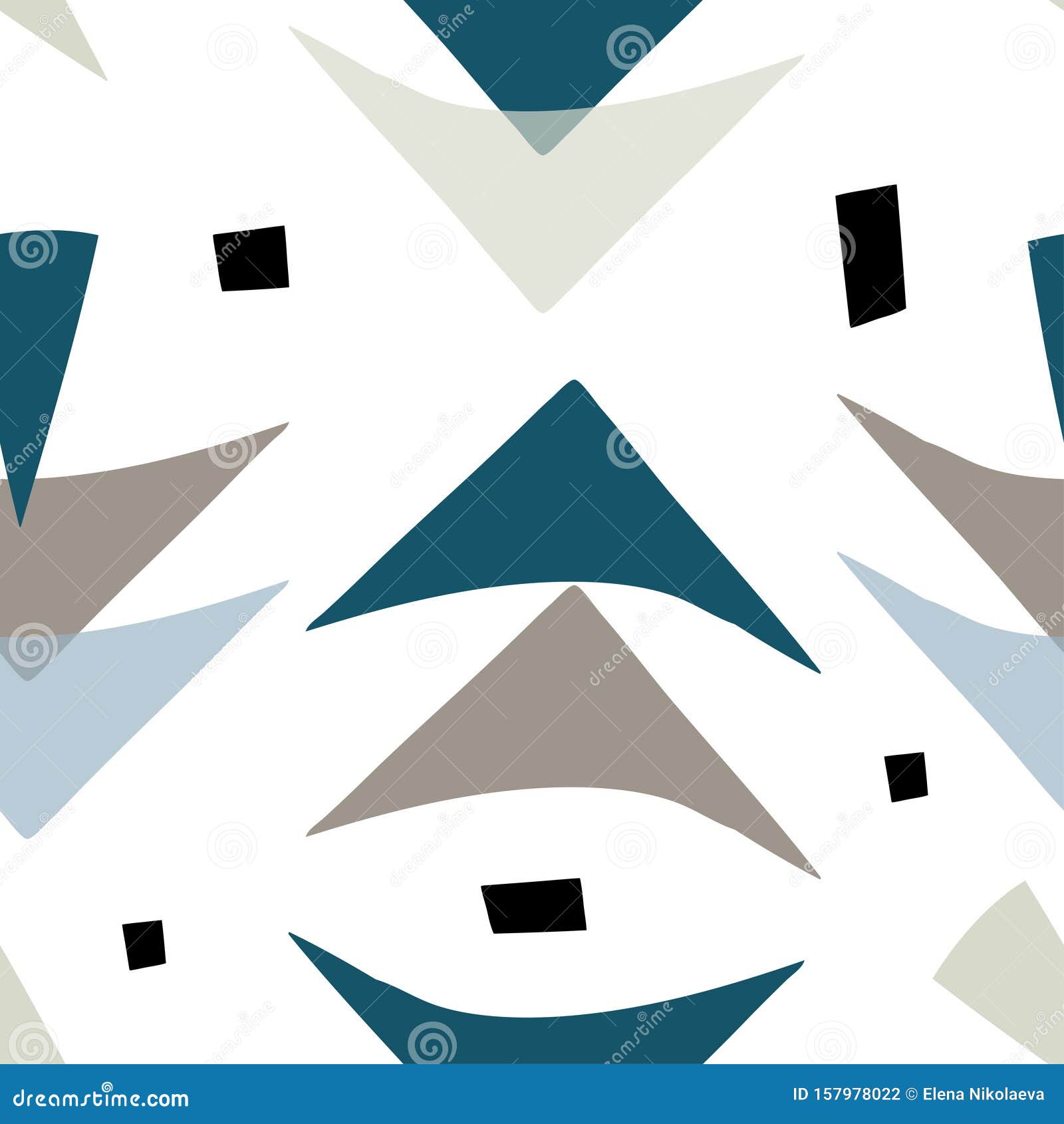 Seamless Pattern with Blue and Grey Abstract Shapes Stock Vector ...