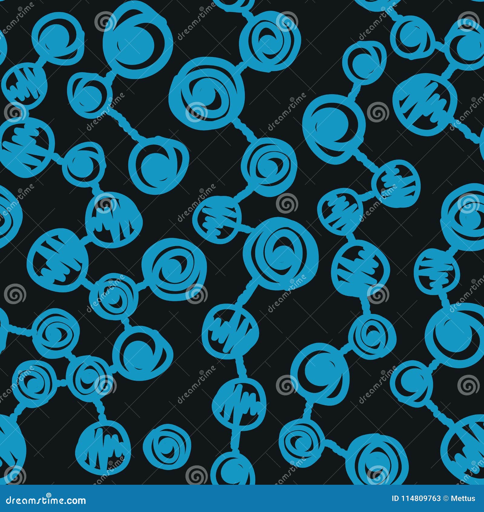 Seamless Pattern with Blue Hand Painted Dots Conneted with Each Other ...