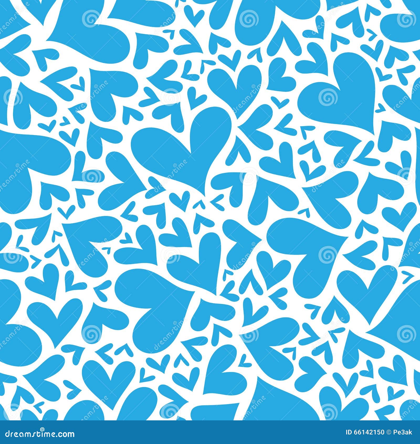 Seamless Pattern with Blue Hearts. Stock Vector - Illustration of hand ...