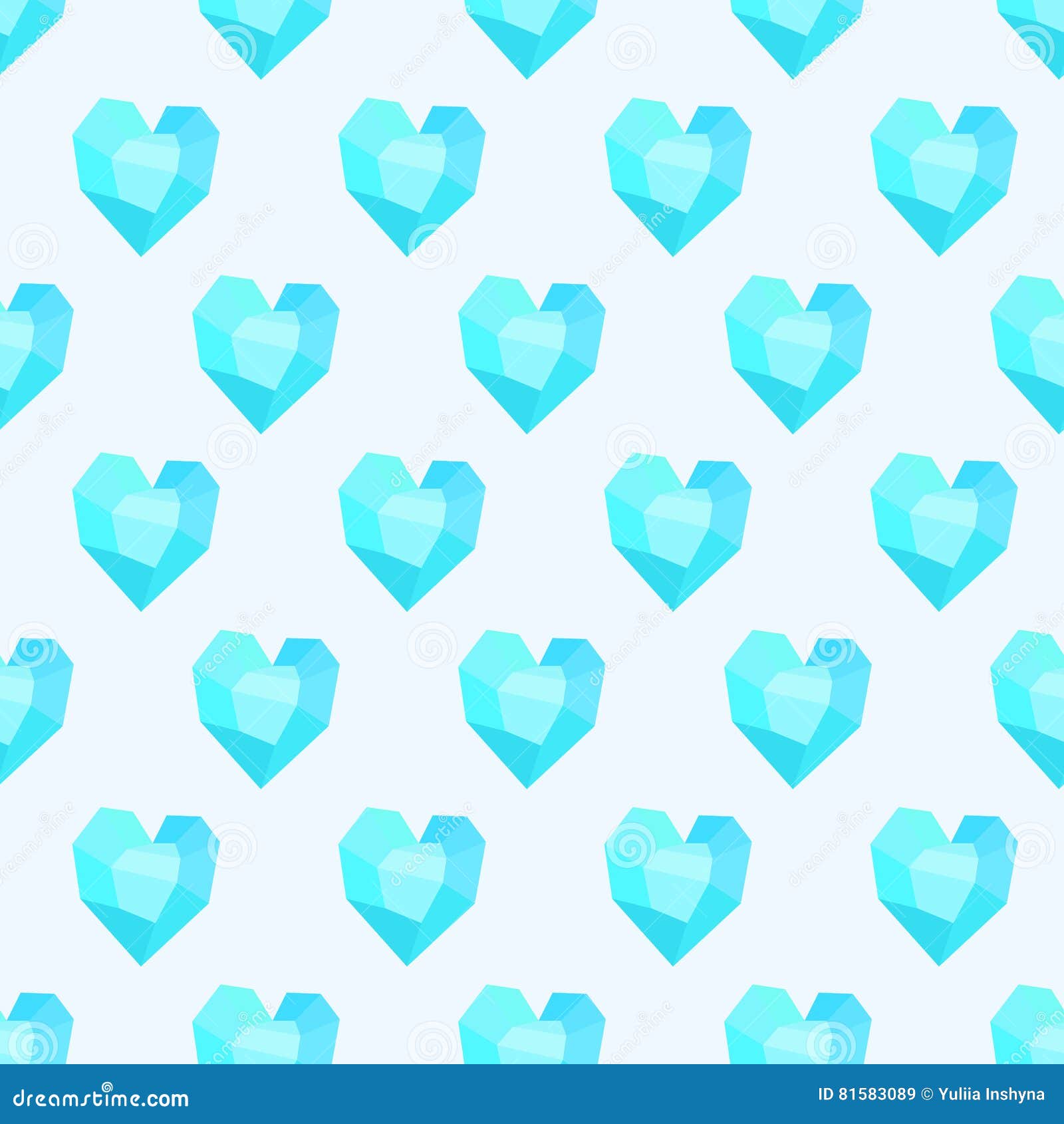 Seamless Pattern with Blue Hearts Stock Vector - Illustration of ...