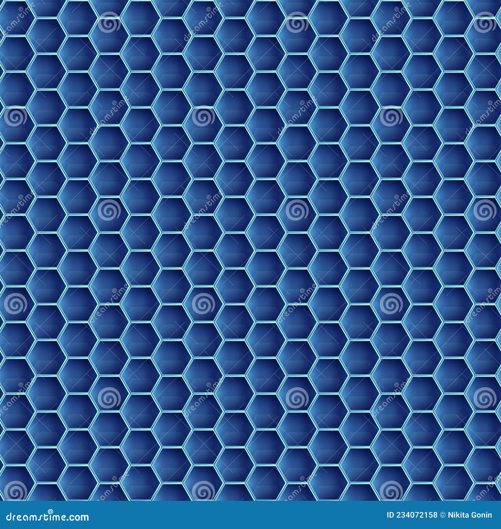 Seamless Pattern of Blue Hexagon Tiles 3D Rendering Illustration Stock ...