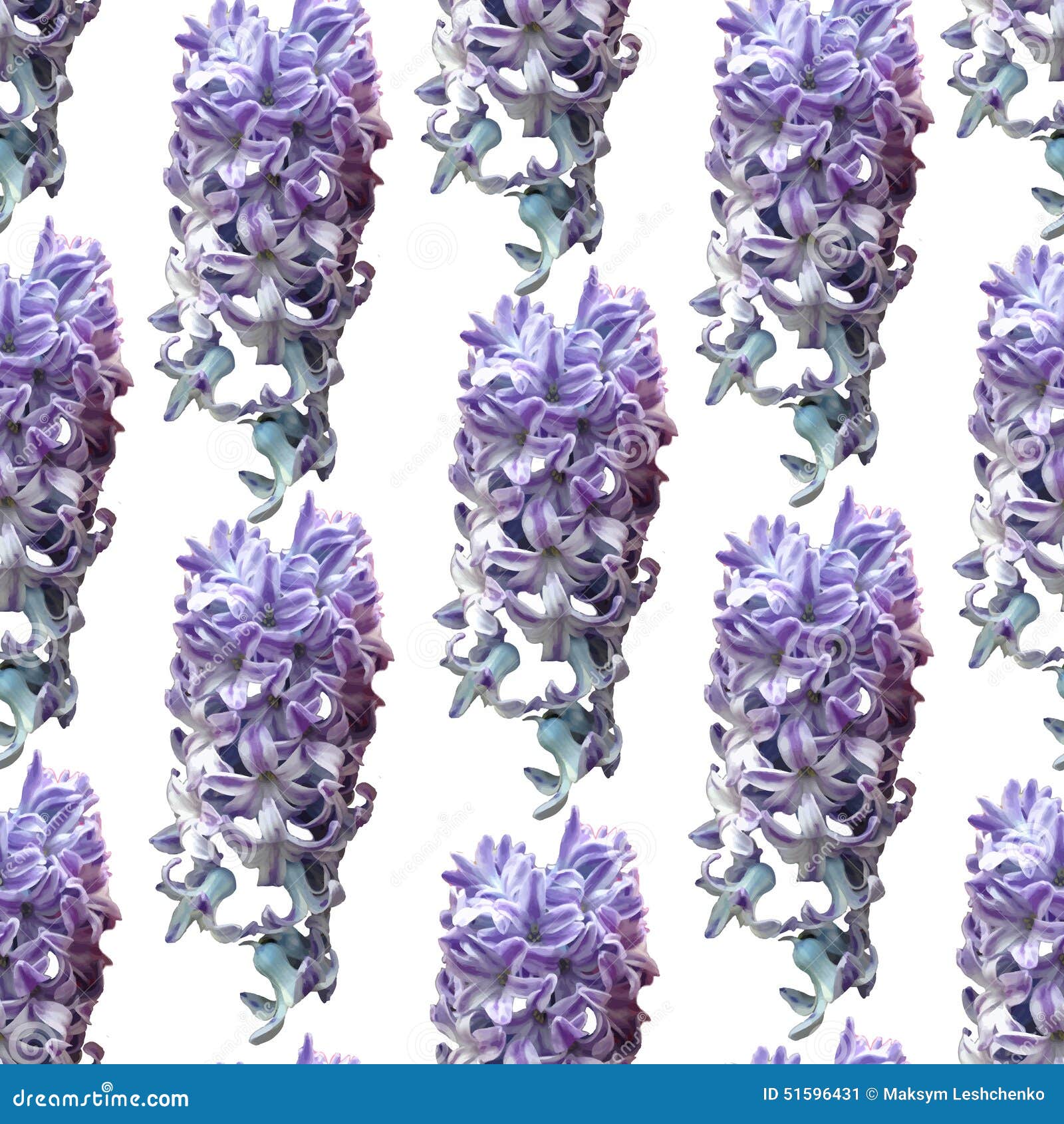 Seamless Pattern with Blue Hyacinths Stock Vector - Illustration of ...