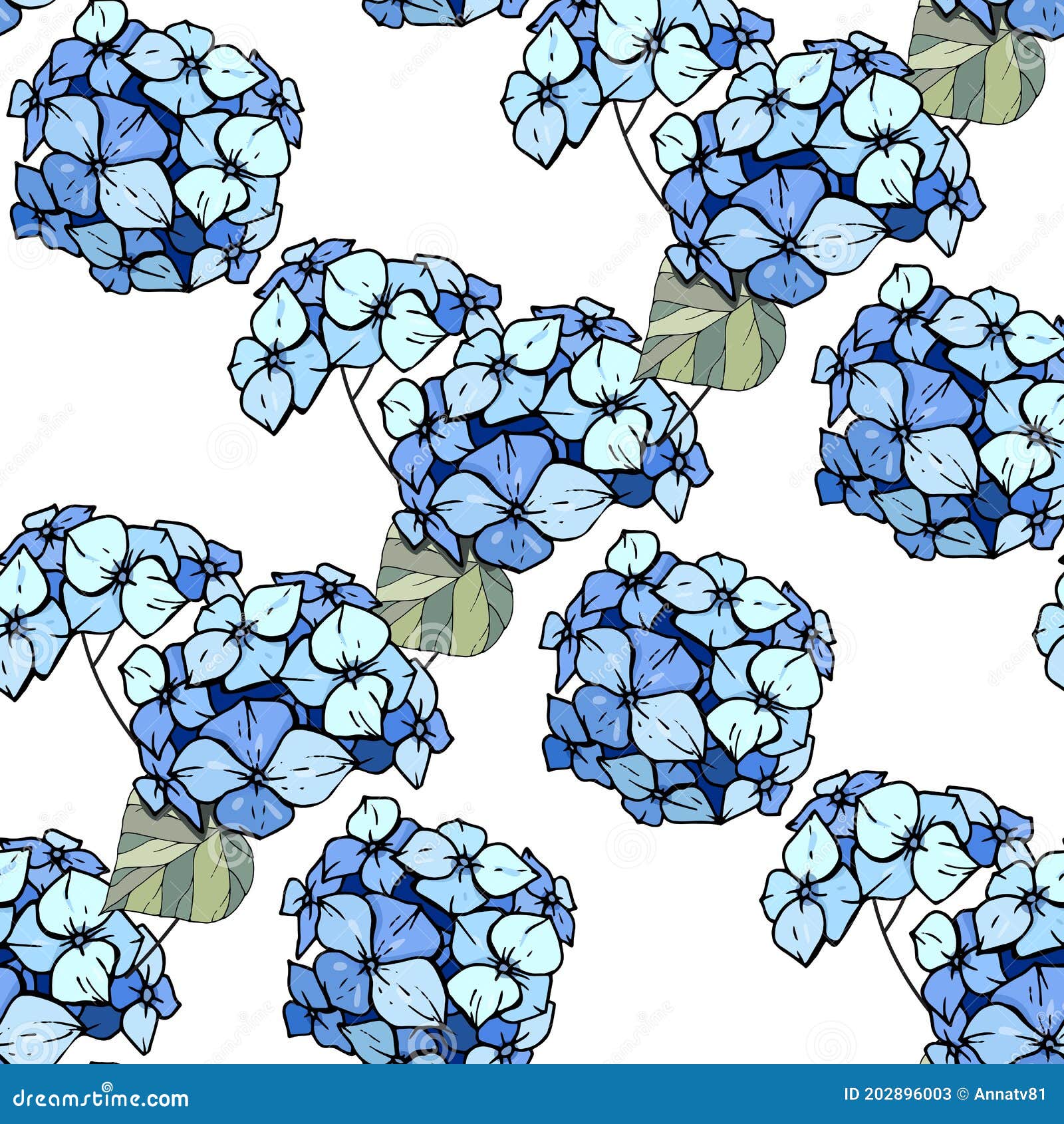 Seamless Pattern with Blue Hydrangea. Endless Texture for Floral Design ...