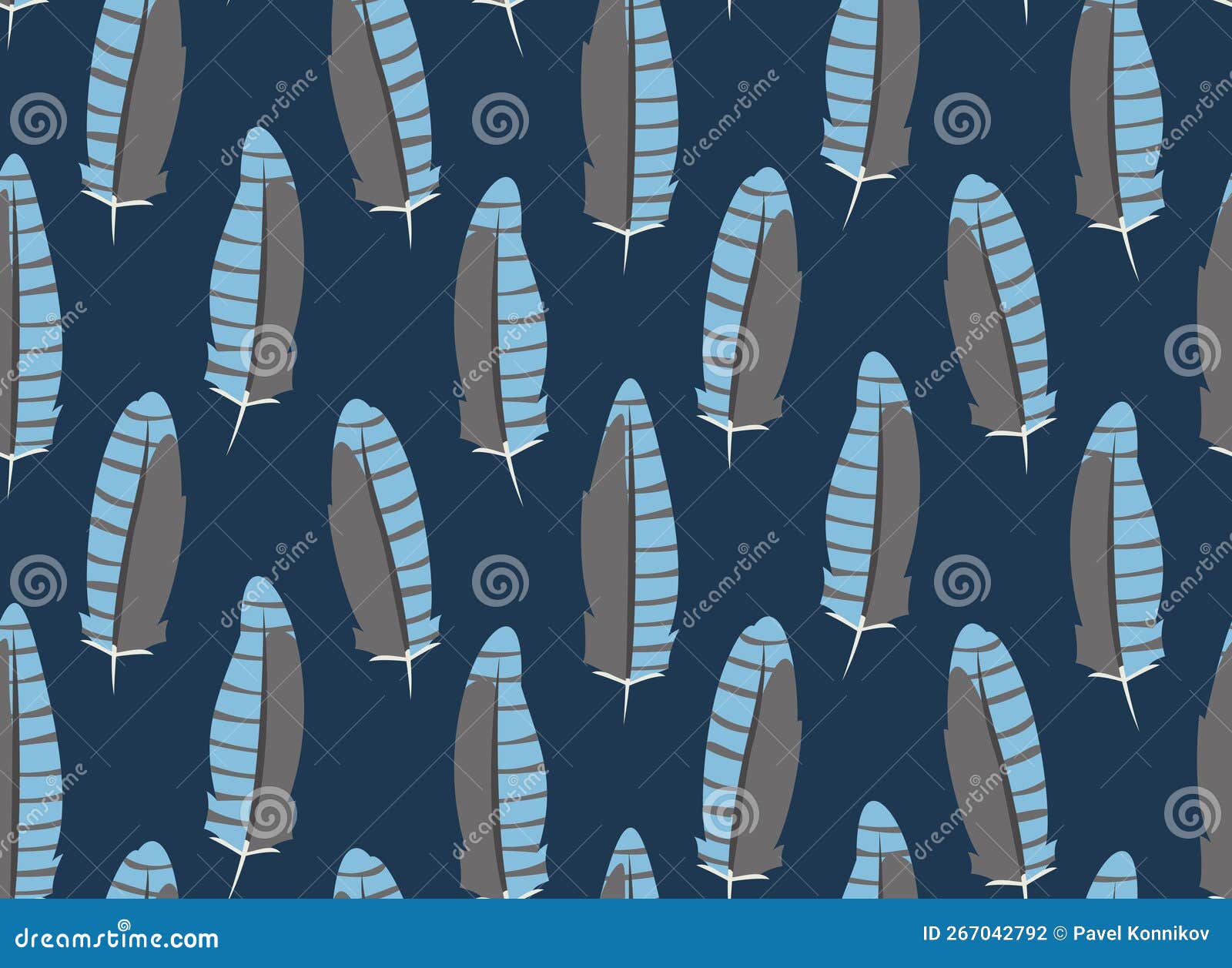 Seamless Pattern with Blue Jay Feathers. Stock Vector - Illustration of ...