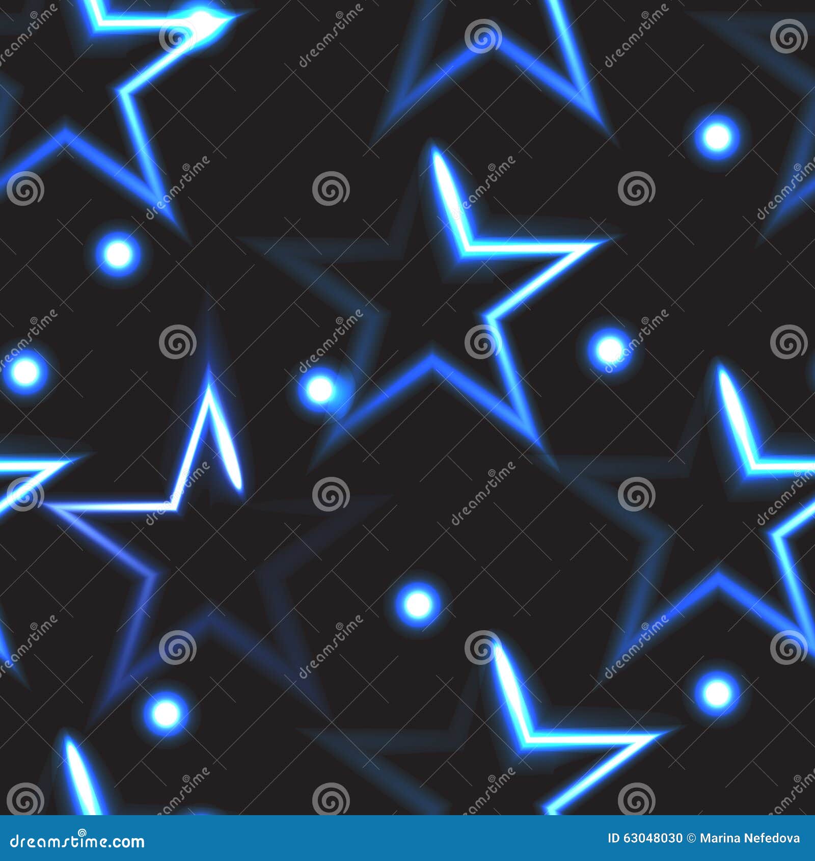 Seamless Pattern with Blue Neon Stars Stock Illustration - Illustration ...