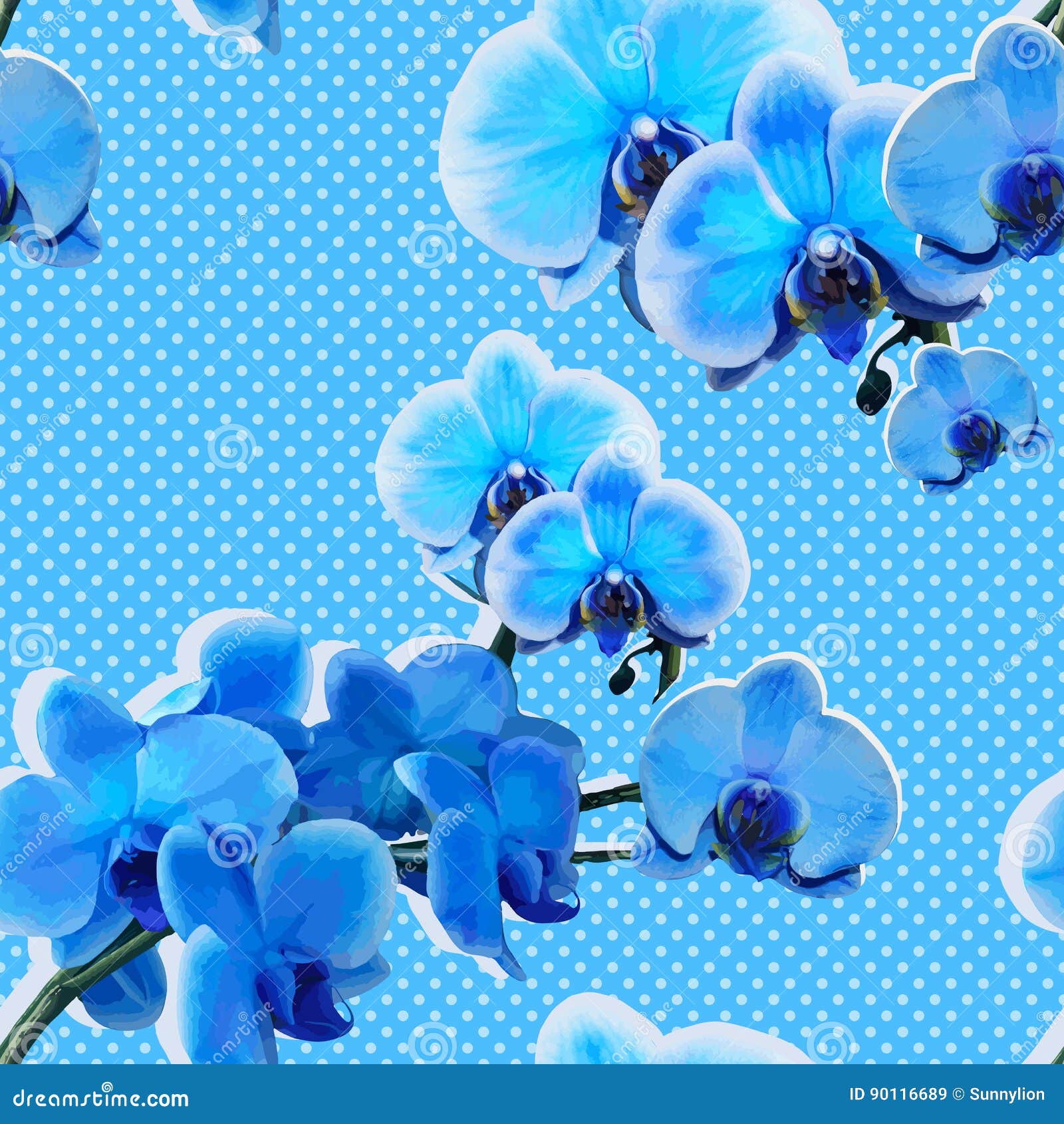 Blue Orchids Wedding Floral Border Royalty-Free Cartoon | CartoonDealer ...