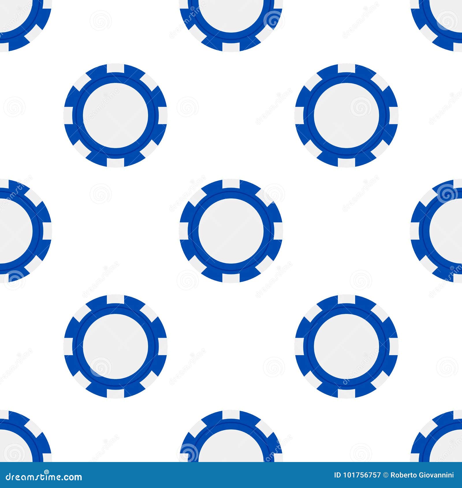 Blue Poker Chip Flat Icon Seamless Pattern Stock Vector - Illustration ...