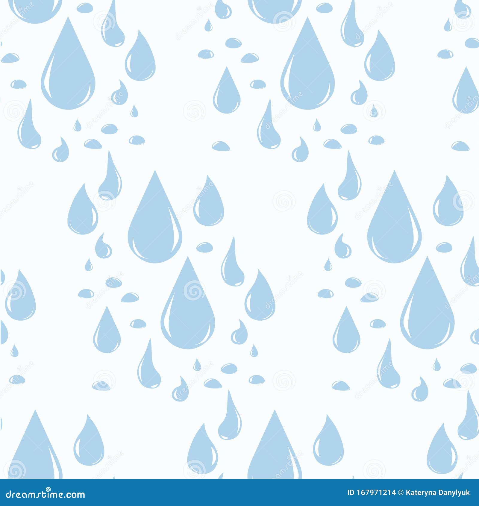 Seamless Pattern Blue Rain Drops on White Stock Vector - Illustration ...