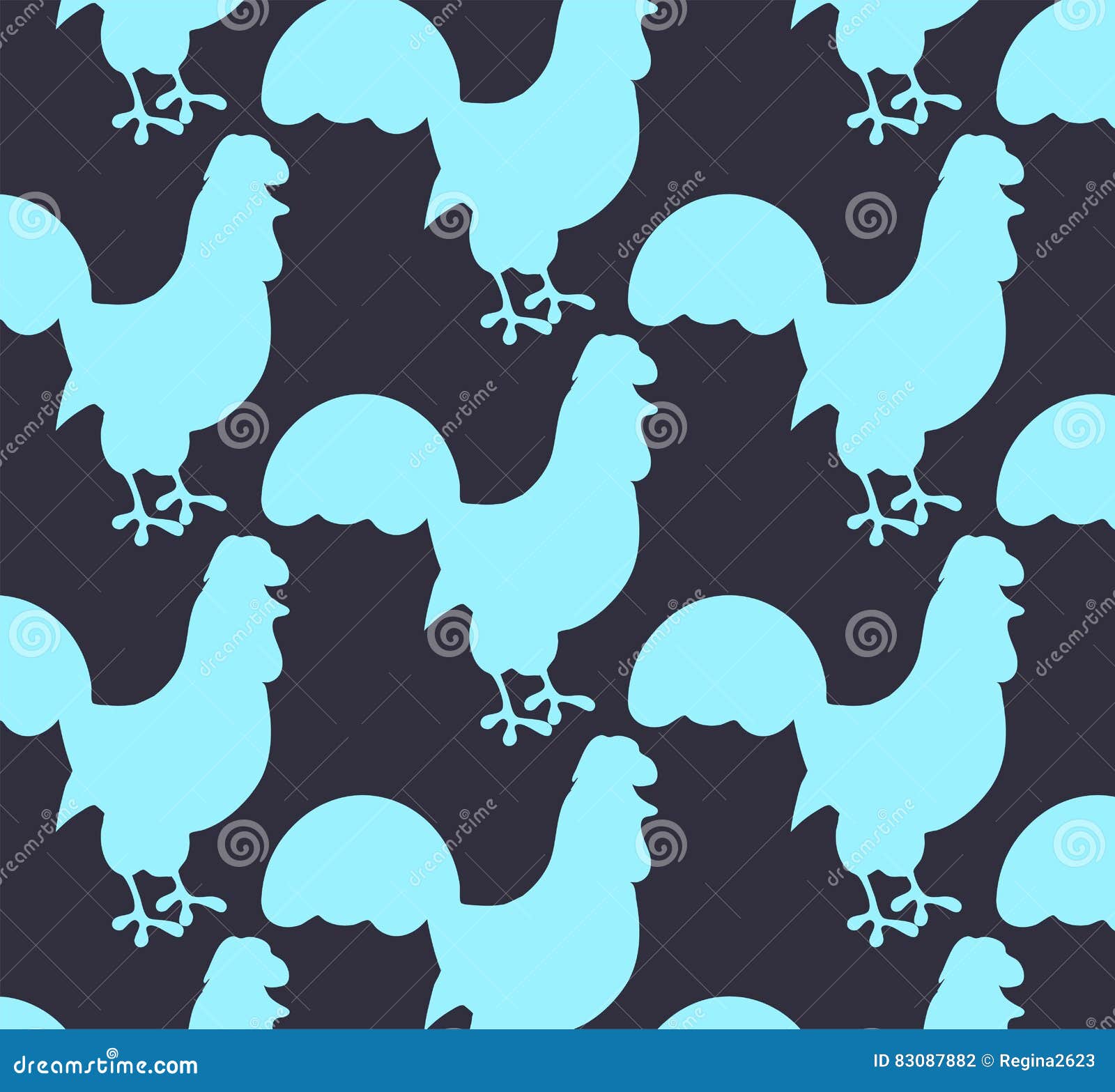 Seamless Pattern with Blue Rooster Stock Vector - Illustration of ...