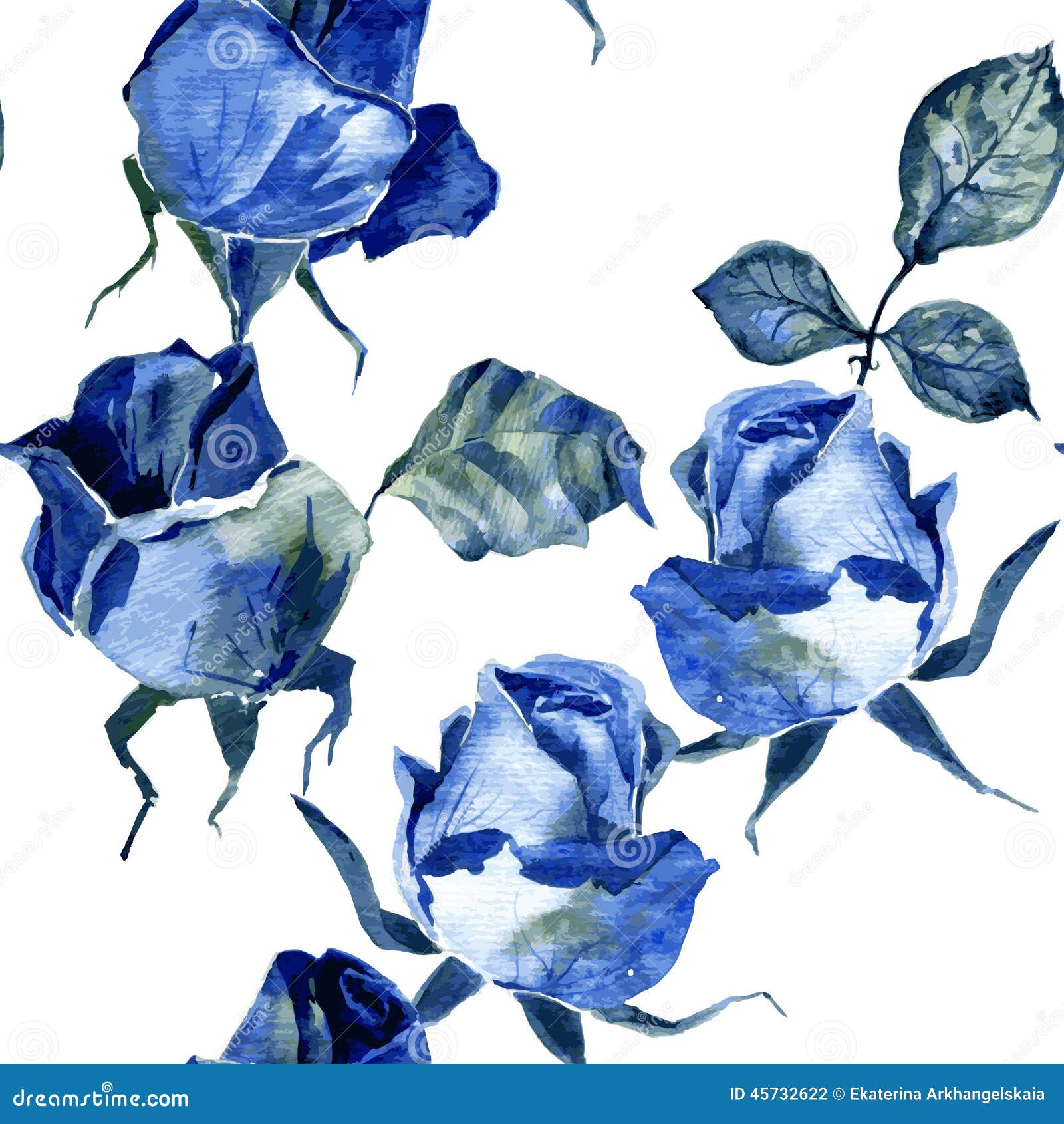 Seamless Pattern with Blue Roses Stock Vector - Illustration of ...
