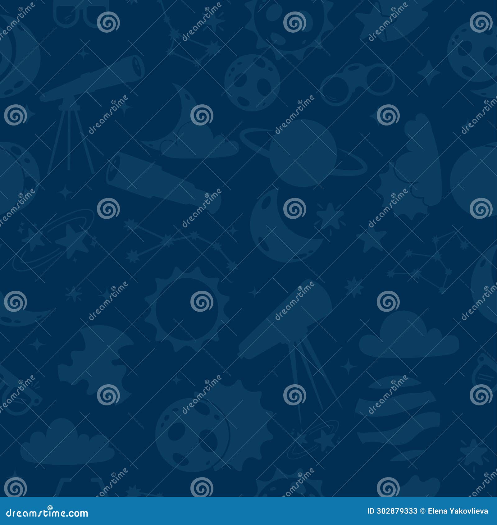 Seamless Pattern Blue Silhouette Cute Solar Eclipse in Flat Cartoon ...