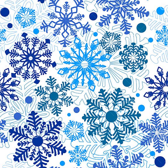 Seamless Pattern from Blue Snowflakes Stock Vector - Illustration of ...