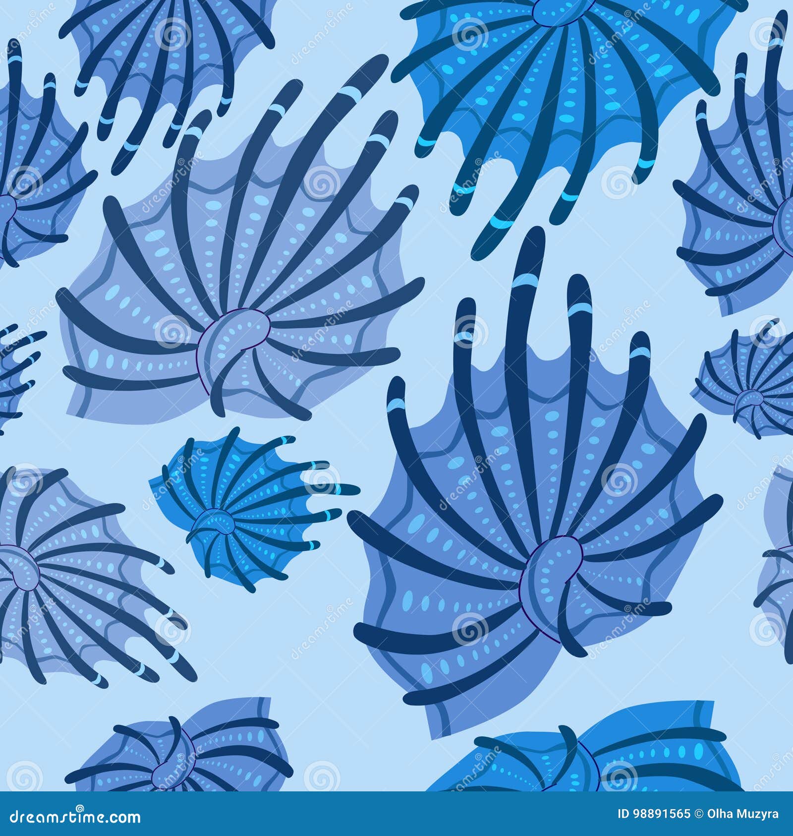 Seamless Pattern Blue Spiral Shell Stock Vector - Illustration of trend ...