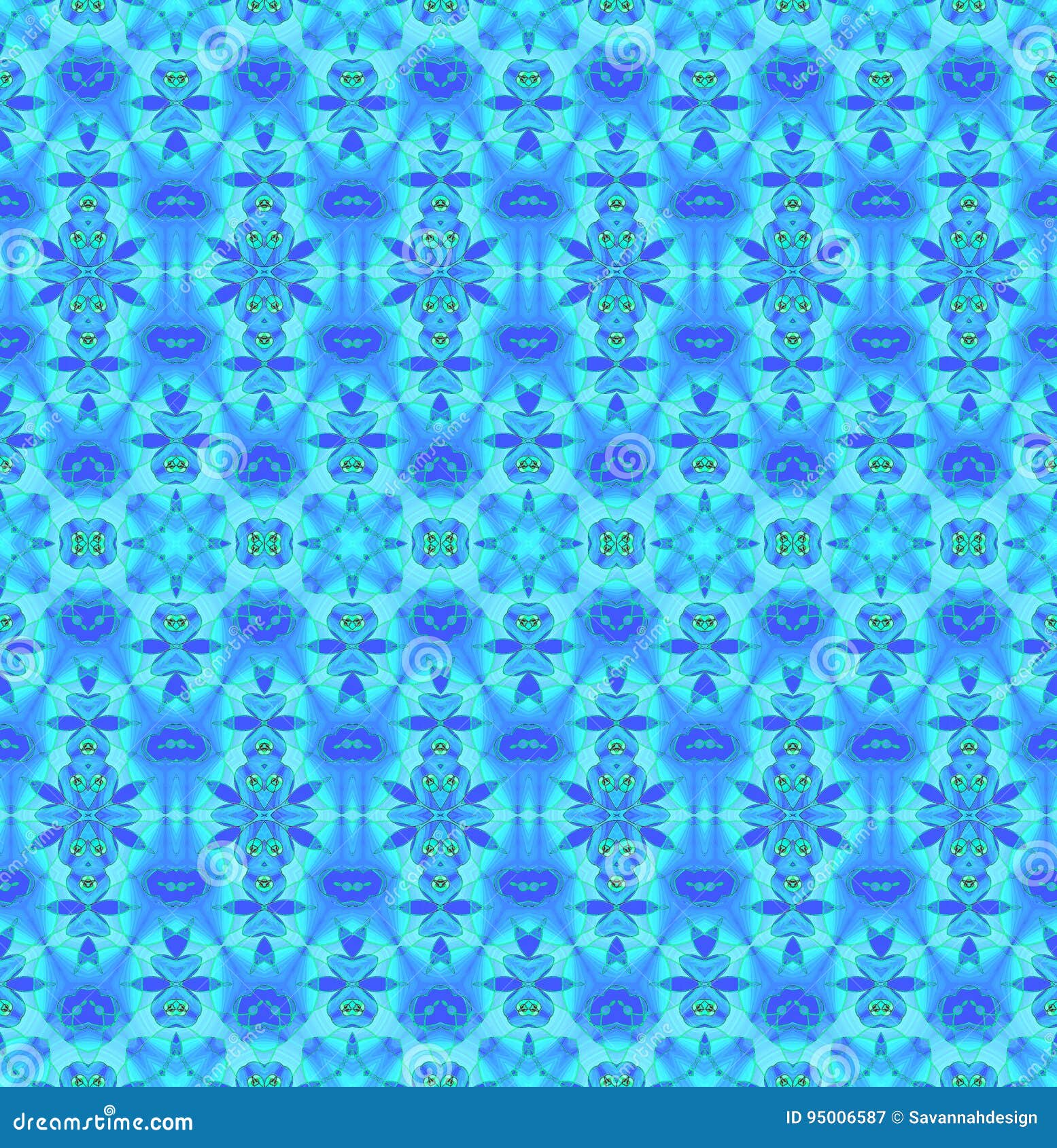 Seamless Pattern Blue Turquoise Green Stock Illustration - Illustration ...