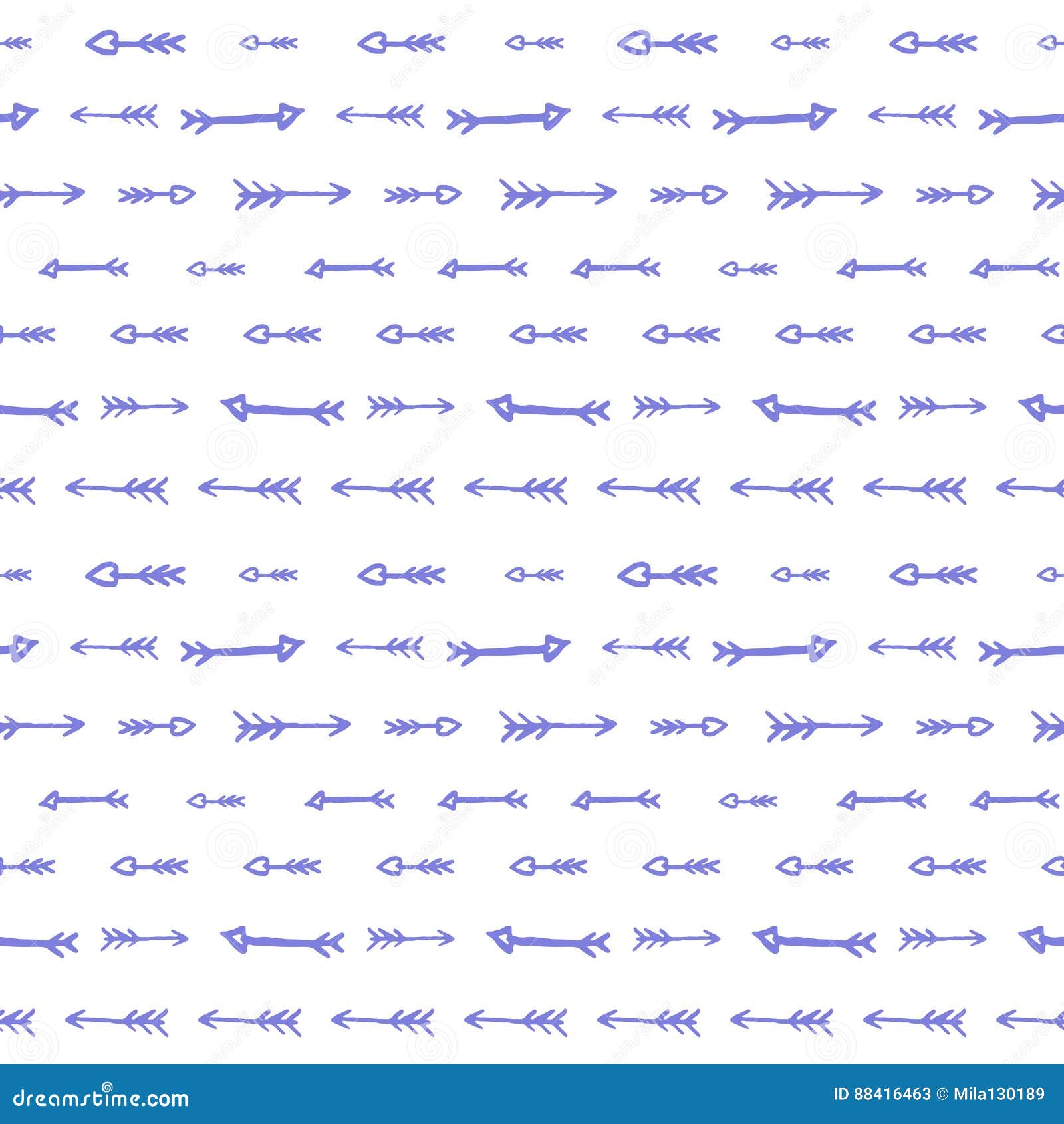 Seamless Pattern with Blue Watercolor Arrows on White Background. Hand ...