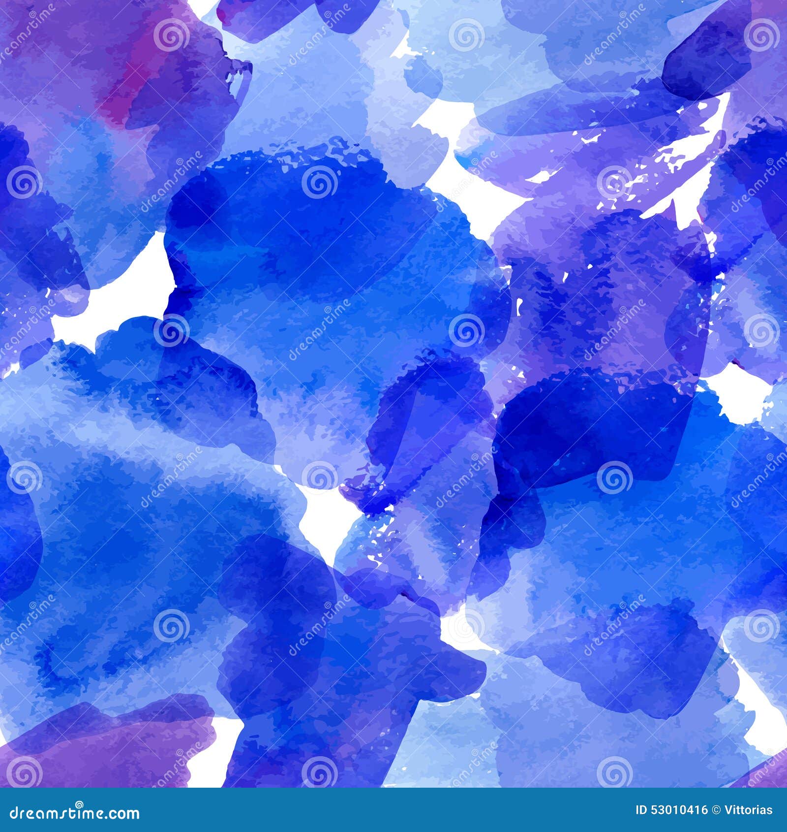 Seamless Pattern with Blue Watercolor Stains. Stock Vector ...