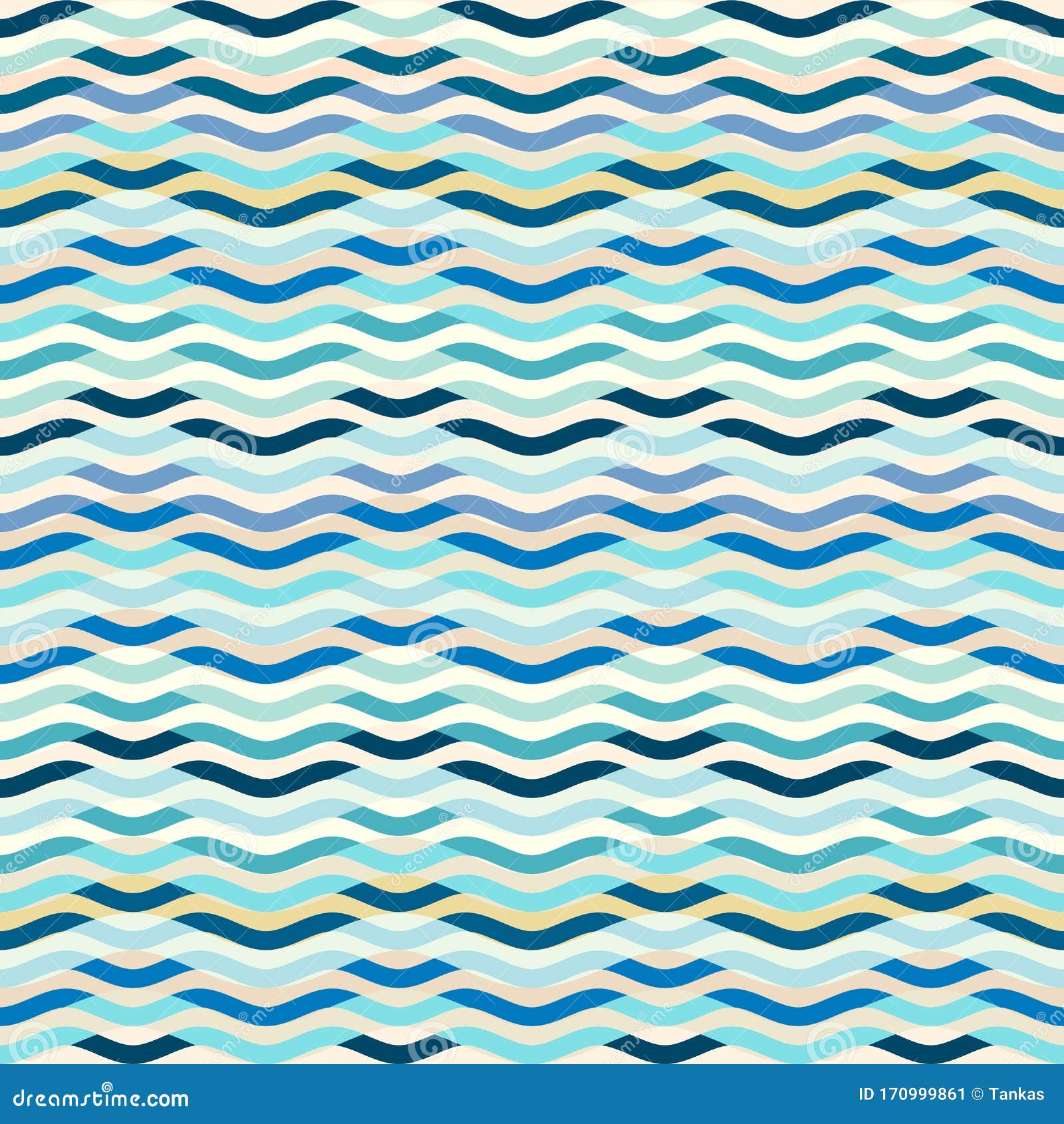 Blue Waves Pattern in Patchwork Style. Stock Vector - Illustration of ...