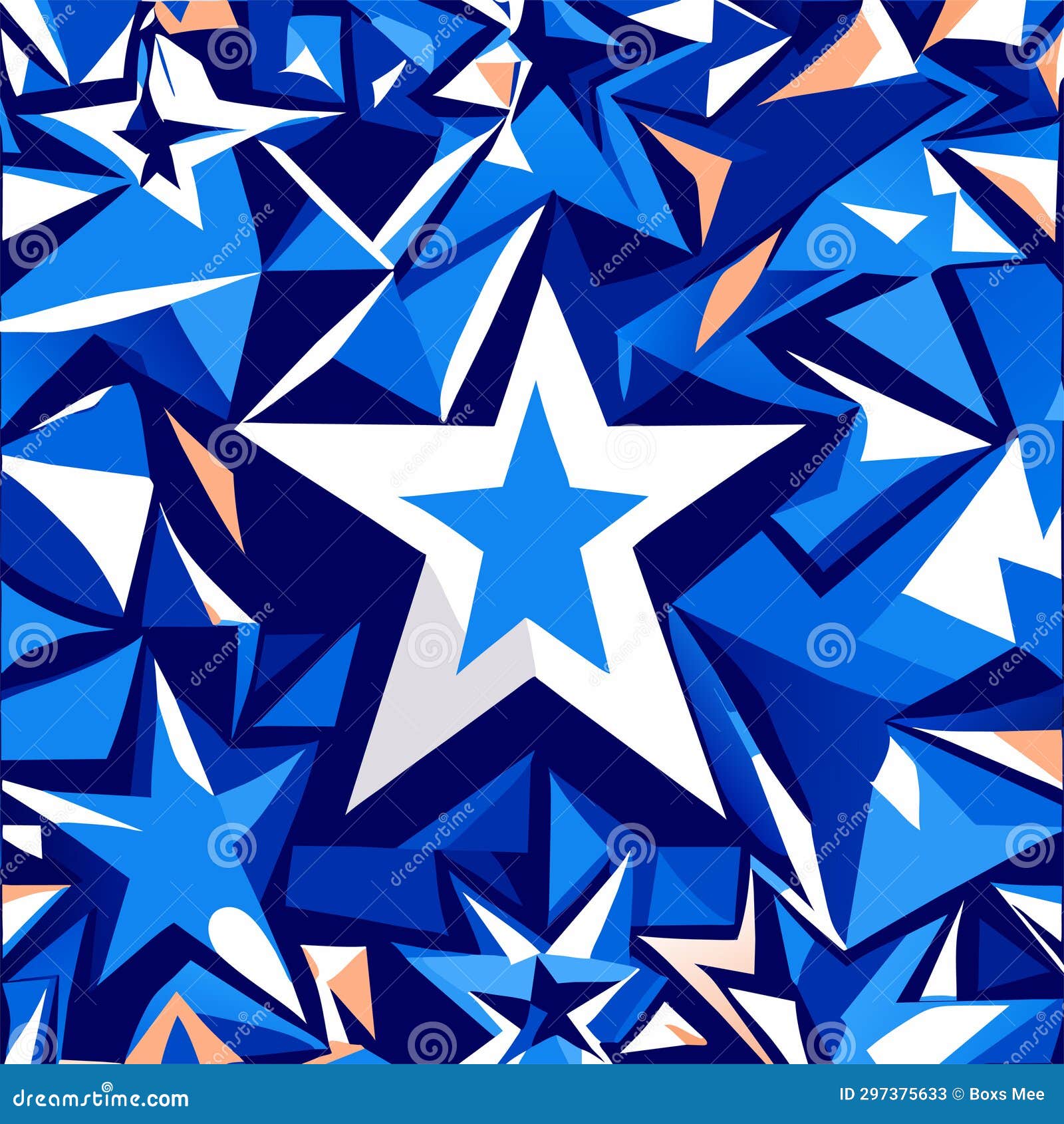 Seamless Pattern with Blue and White Stars. Vector Image Stock Vector ...