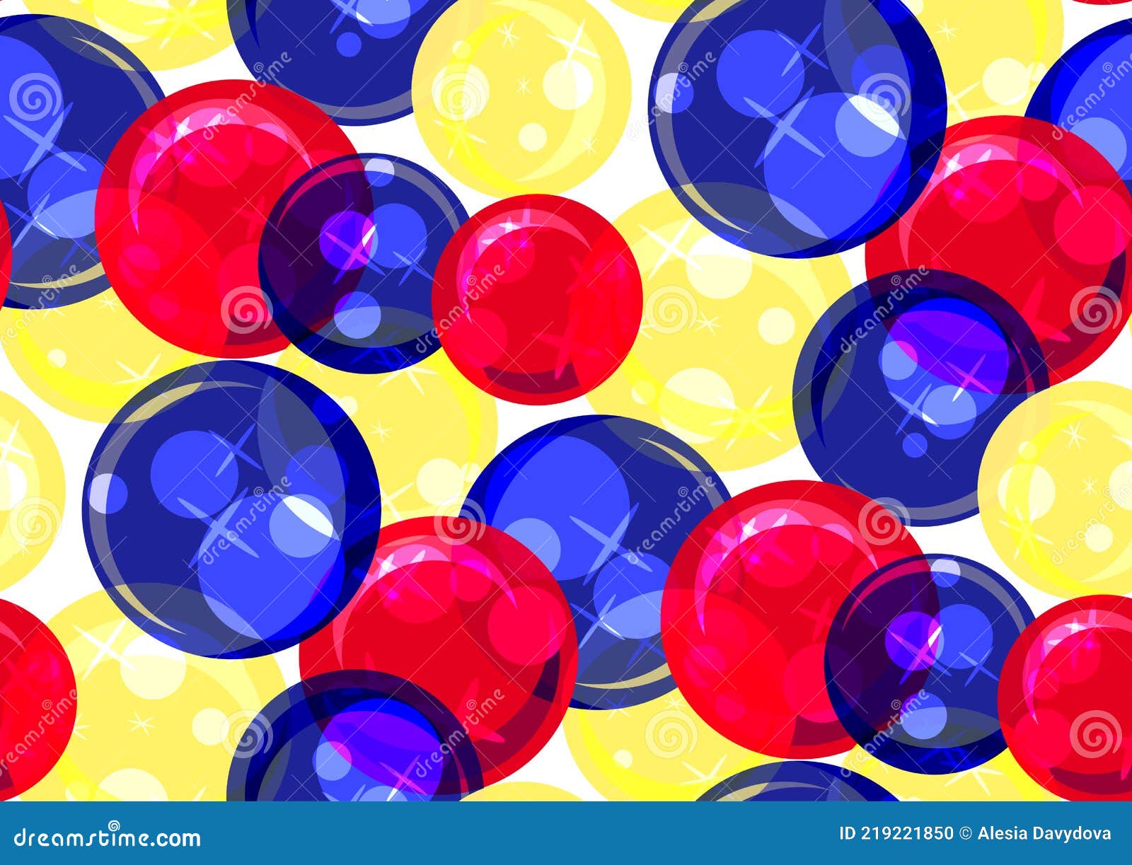 Seamless Pattern with Blue, Yellow and Red Color Bubbles. Background ...