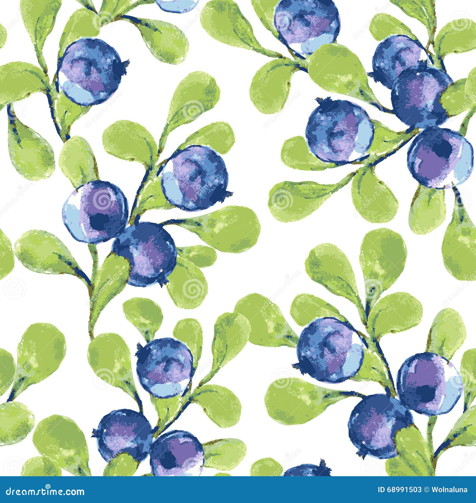 Seamless Pattern with Blueberries. Stock Vector - Illustration of leaf ...