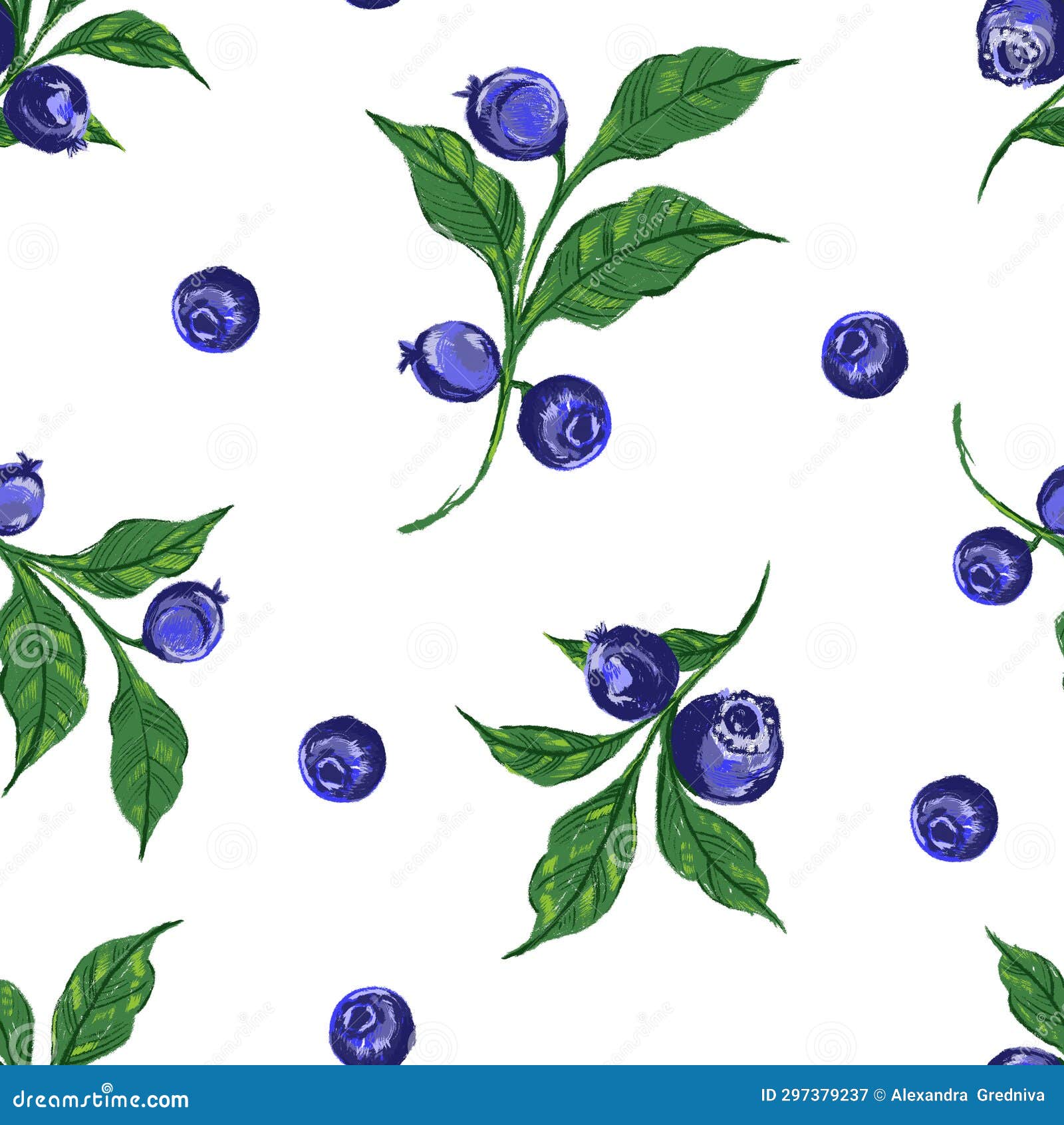 Seamless Pattern of Blueberry Berries. Blueberry Berries in Pencil ...