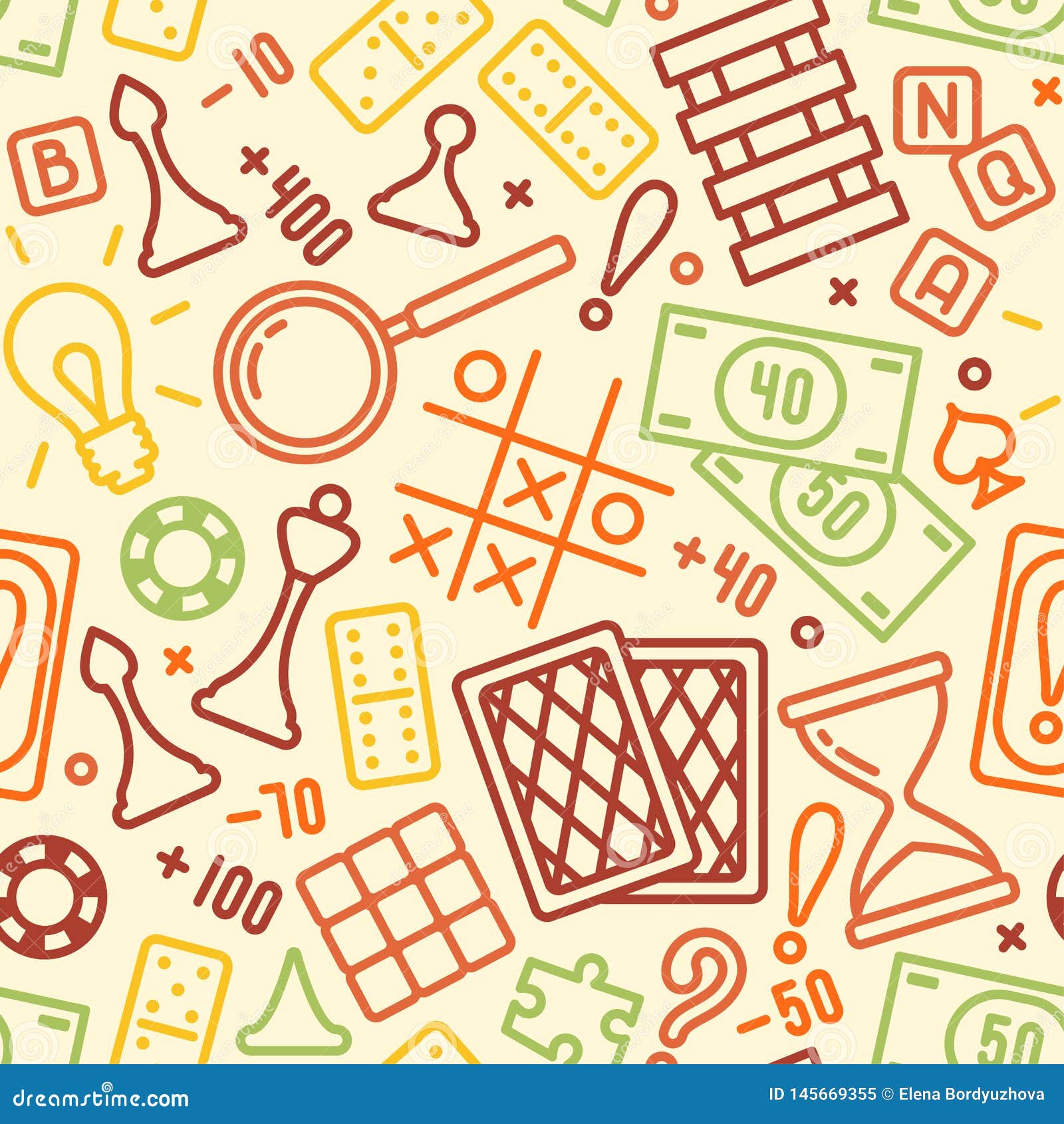 Seamless Pattern with Board Game Attributes Stock Vector - Illustration ...