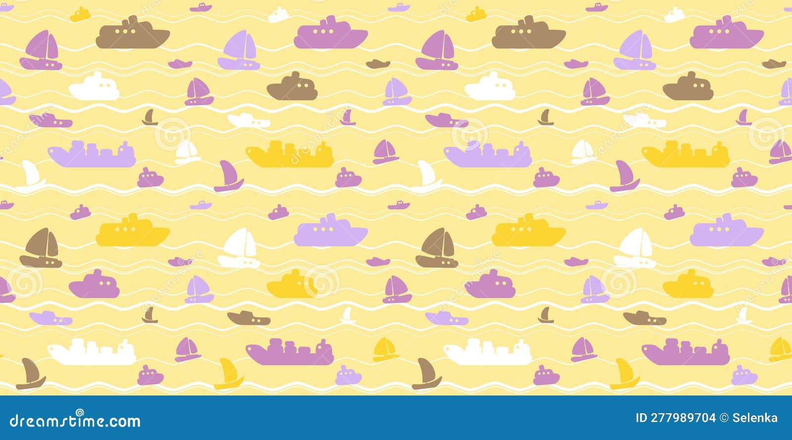 Yachts Repeat Pattern, Watercolor Hand Drawn Illustration Of Regatta On ...