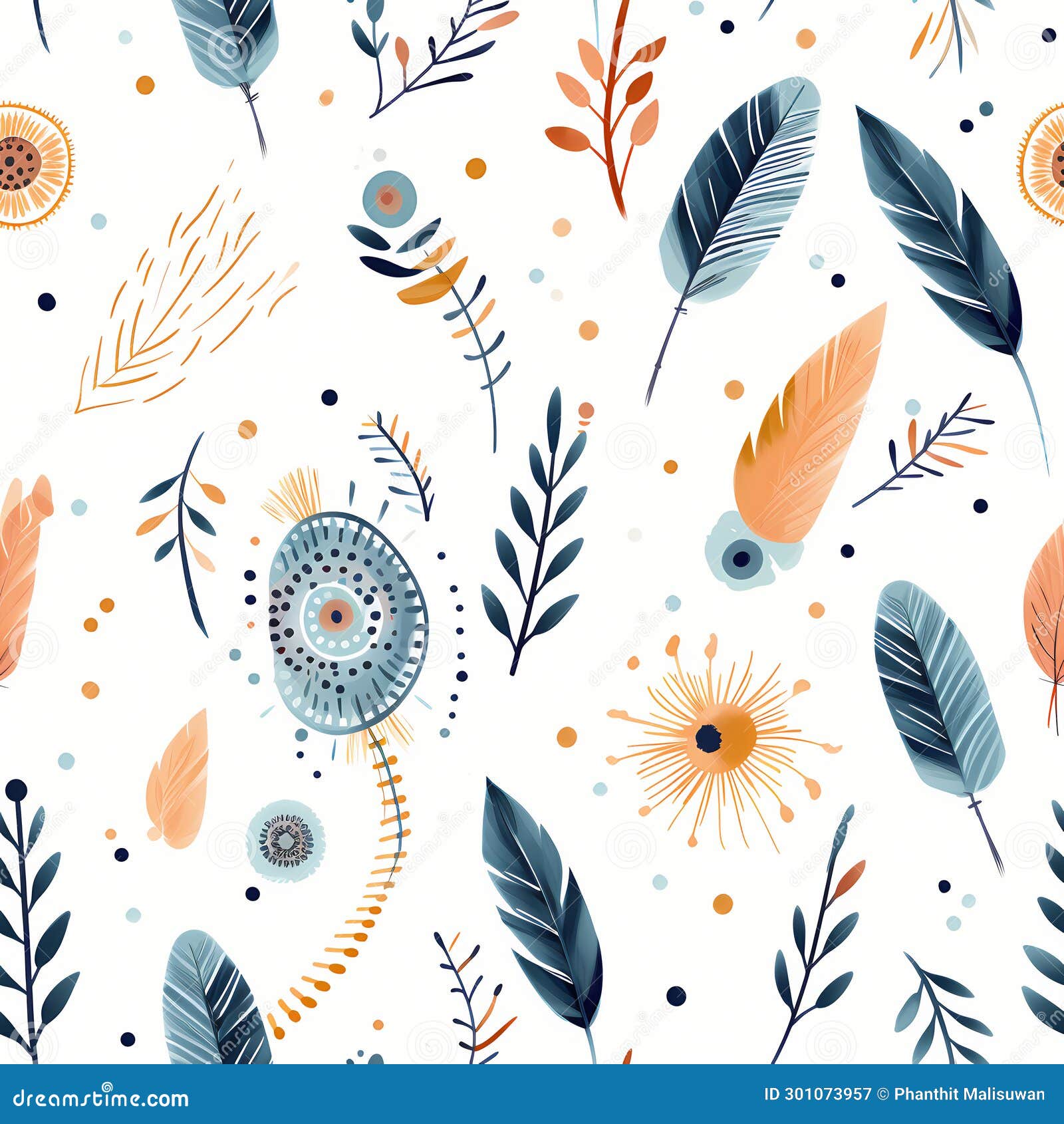 Seamless Pattern of Boho - Bohemian Style. Wrapping Paper Pattern Stock Illustration ...