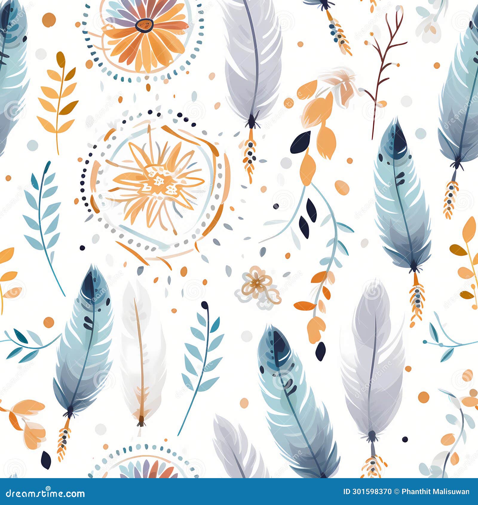 Seamless Pattern of Boho - Bohemian Style. Wrapping Paper Pattern Stock ...