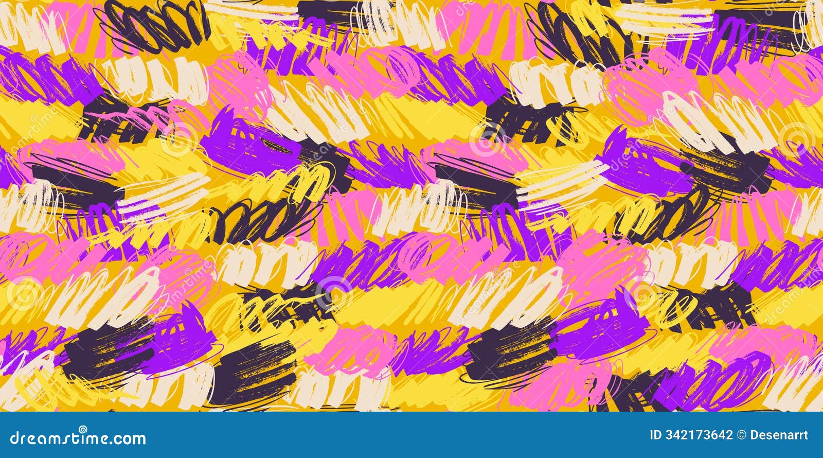 Seamless Pattern of Bold Grunge Marker Lines in Vibrant Colors on a ...