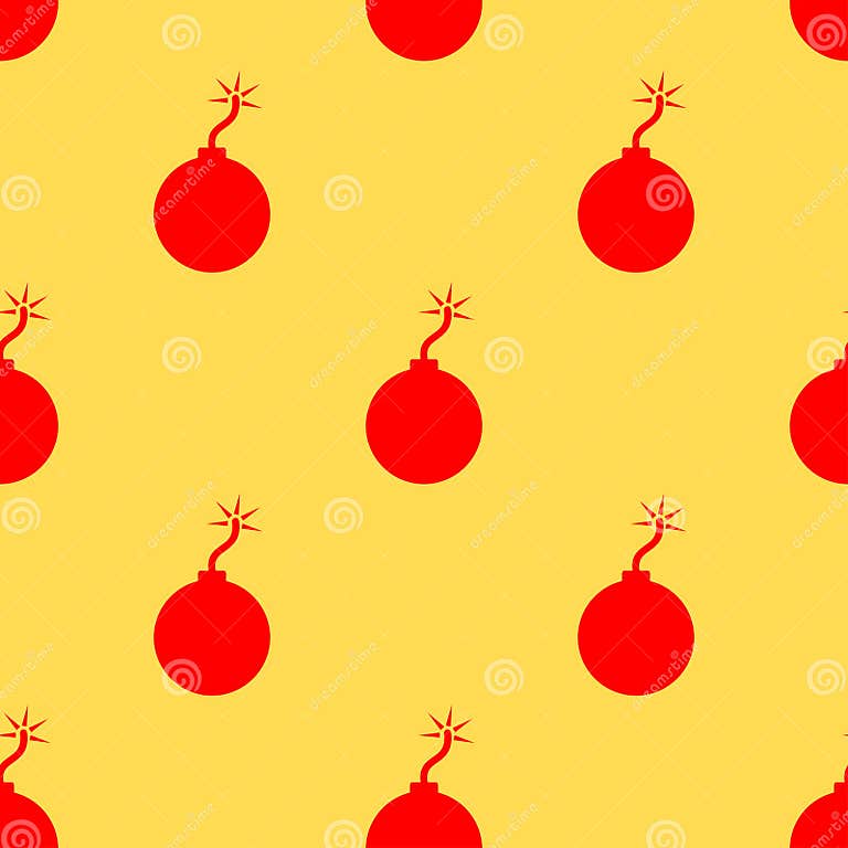 Seamless Pattern with Bomb about To Blast Stock Vector - Illustration ...