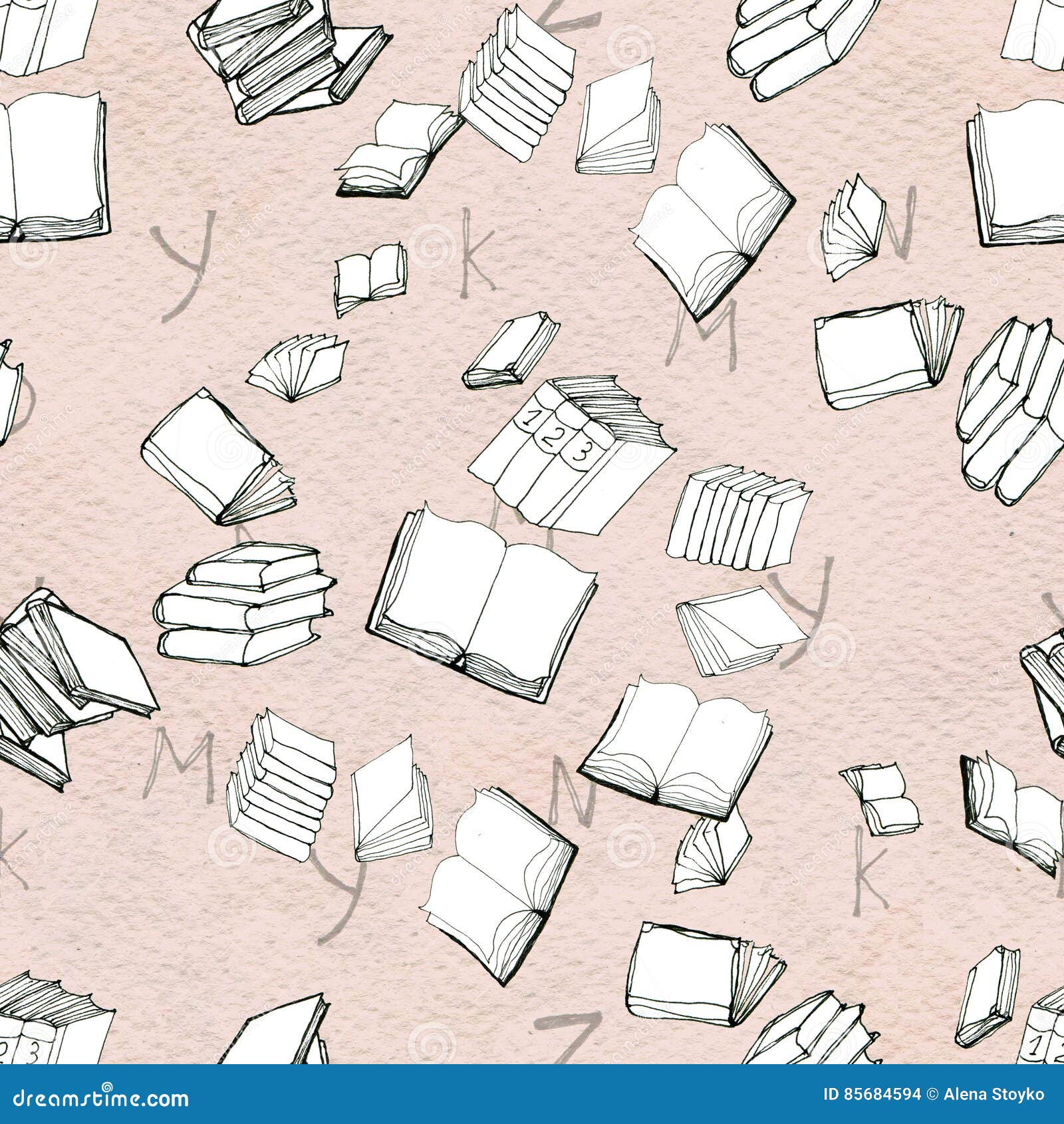 Seamless Pattern with Books Stock Illustration - Illustration of ...
