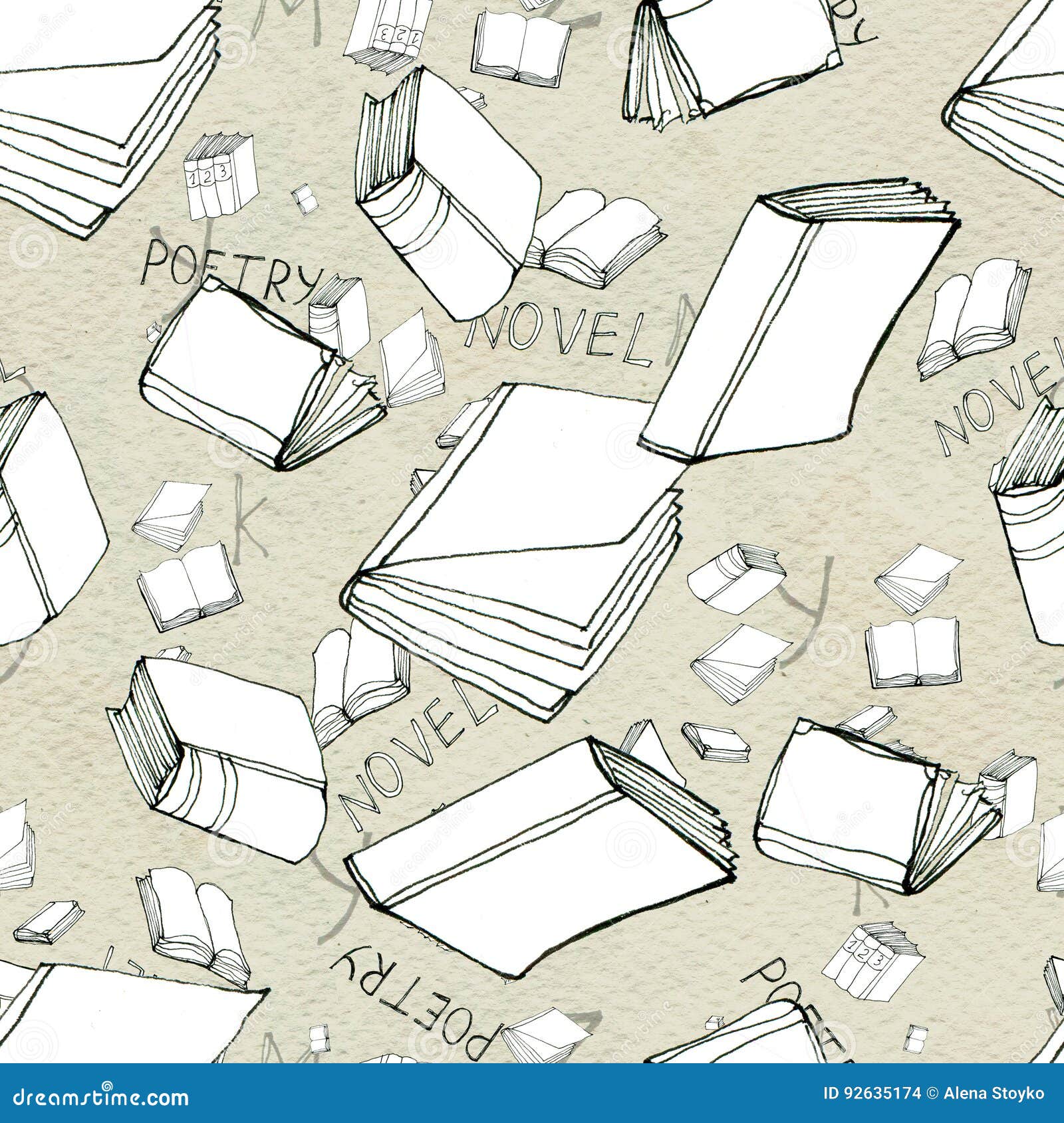 Seamless Pattern with Books Stock Illustration - Illustration of ...