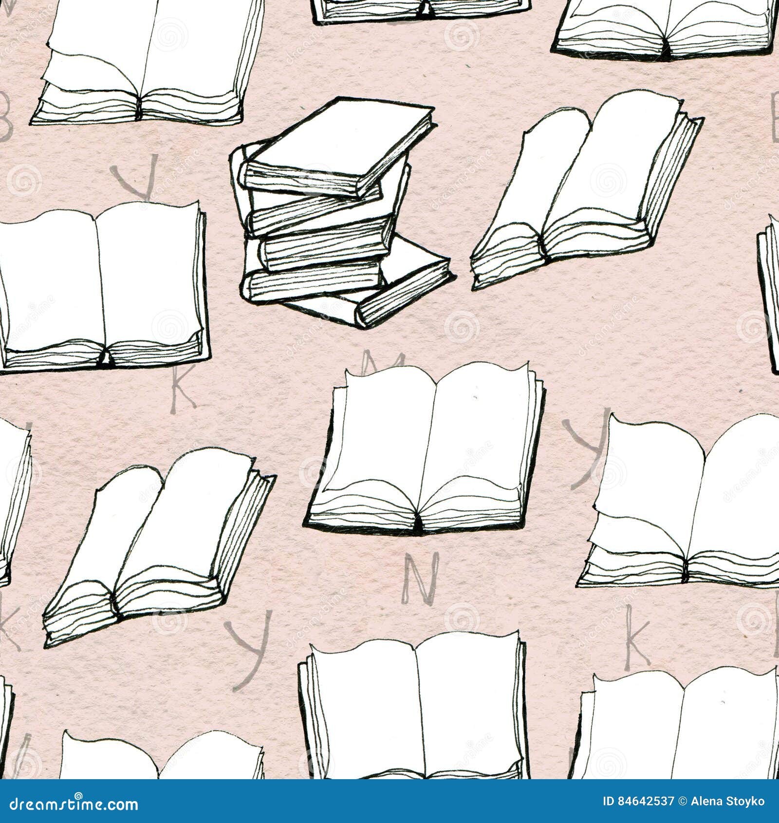 Seamless Pattern with Books Stock Illustration - Illustration of ...