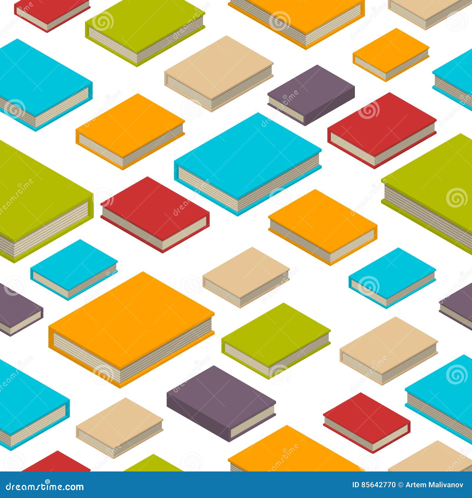 Seamless Pattern of Books. Isometric Flat Style. Stock Vector ...