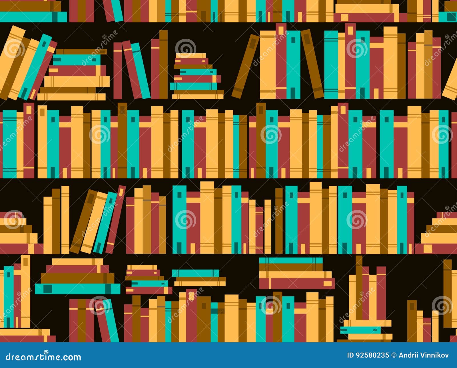 Seamless Pattern with Books, Library Bookshelf. Vector Stock Vector ...