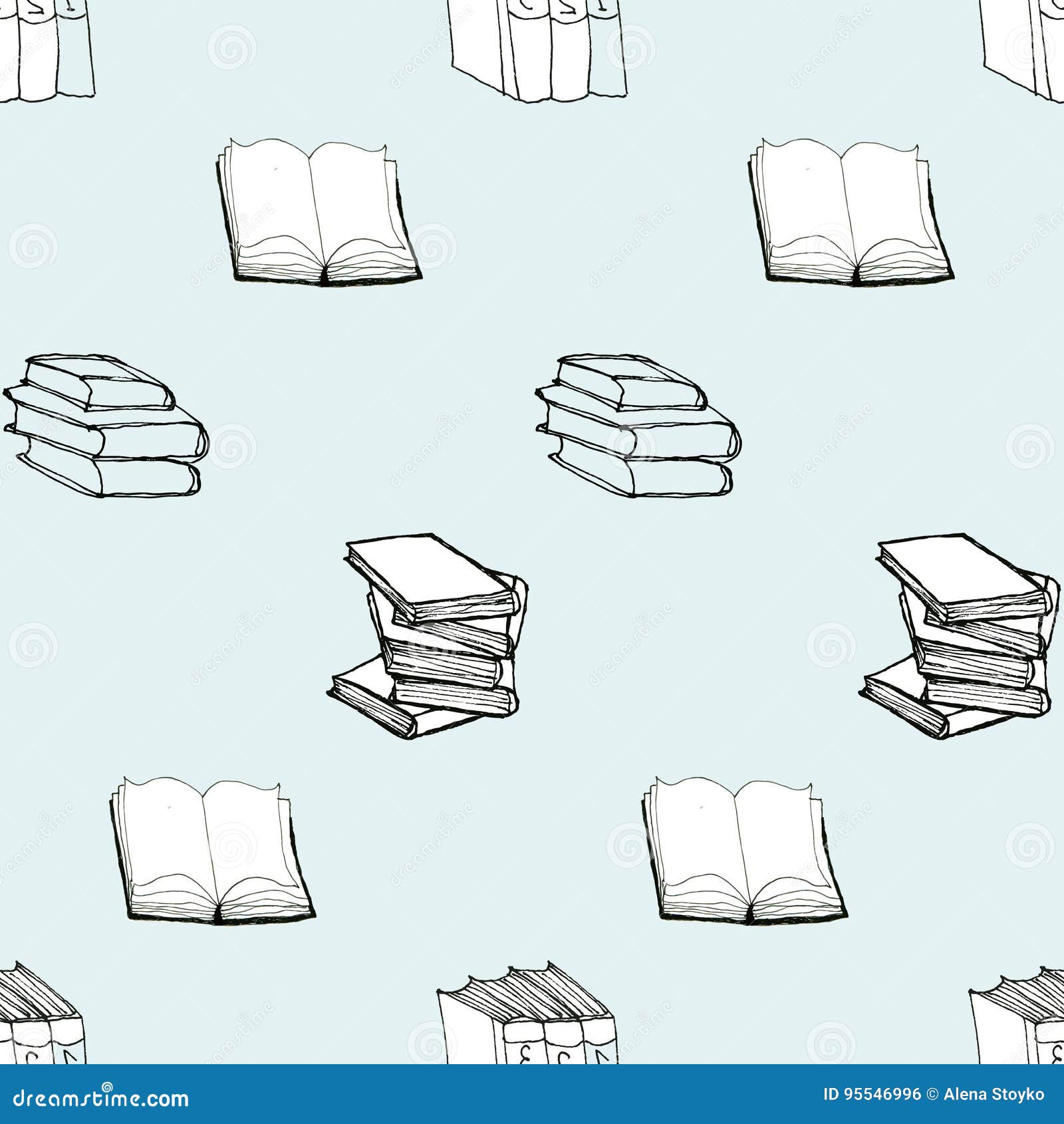 Seamless Pattern with Books Stock Vector - Illustration of geometric ...