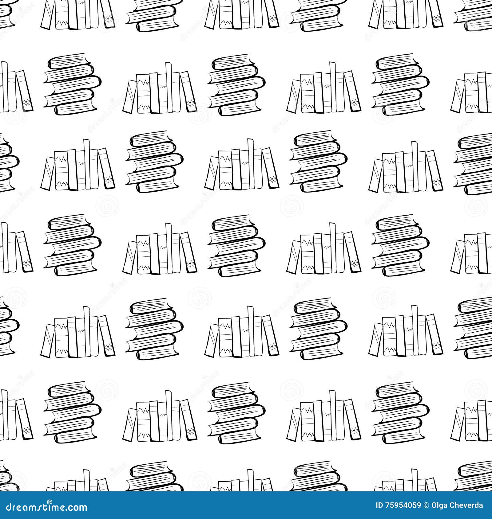 Seamless Pattern of Books on a White Background Stock Illustration ...