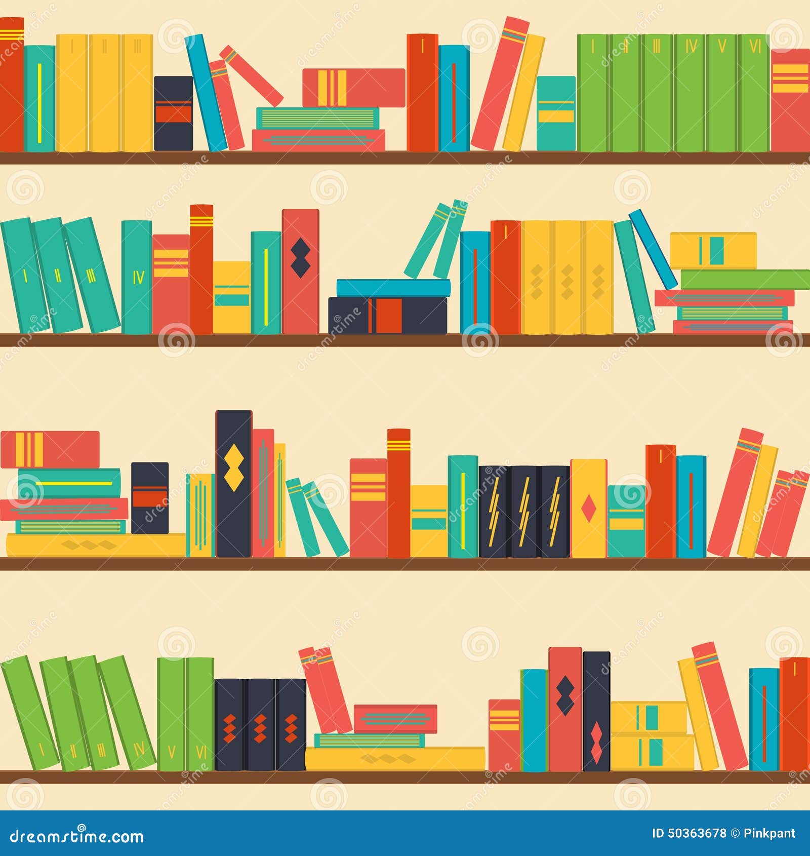 Bookshelves With Books. Vector Drawing | CartoonDealer.com #54393136