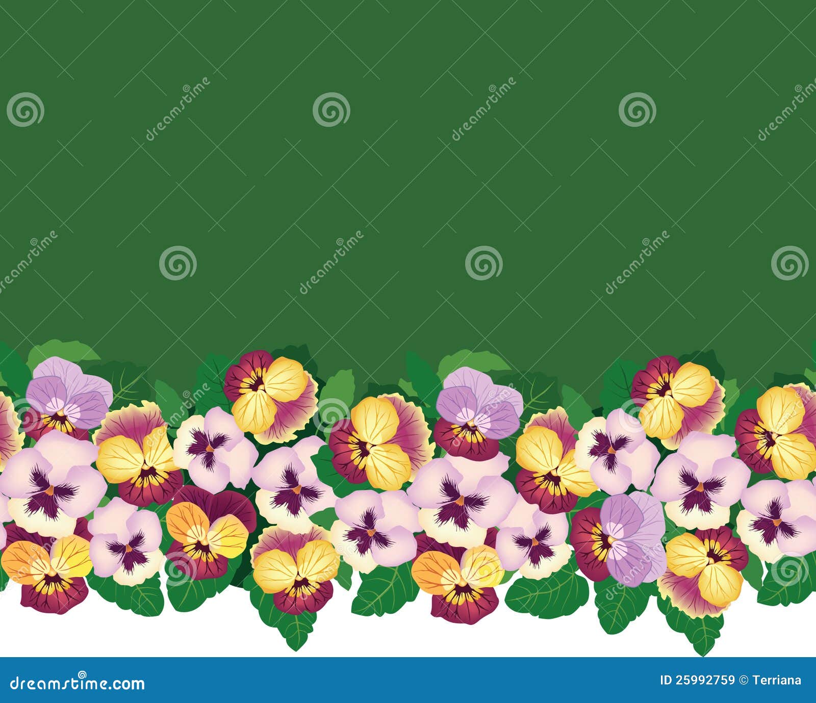 Seamless Pattern Border with Multicolor Flowers Stock Vector ...