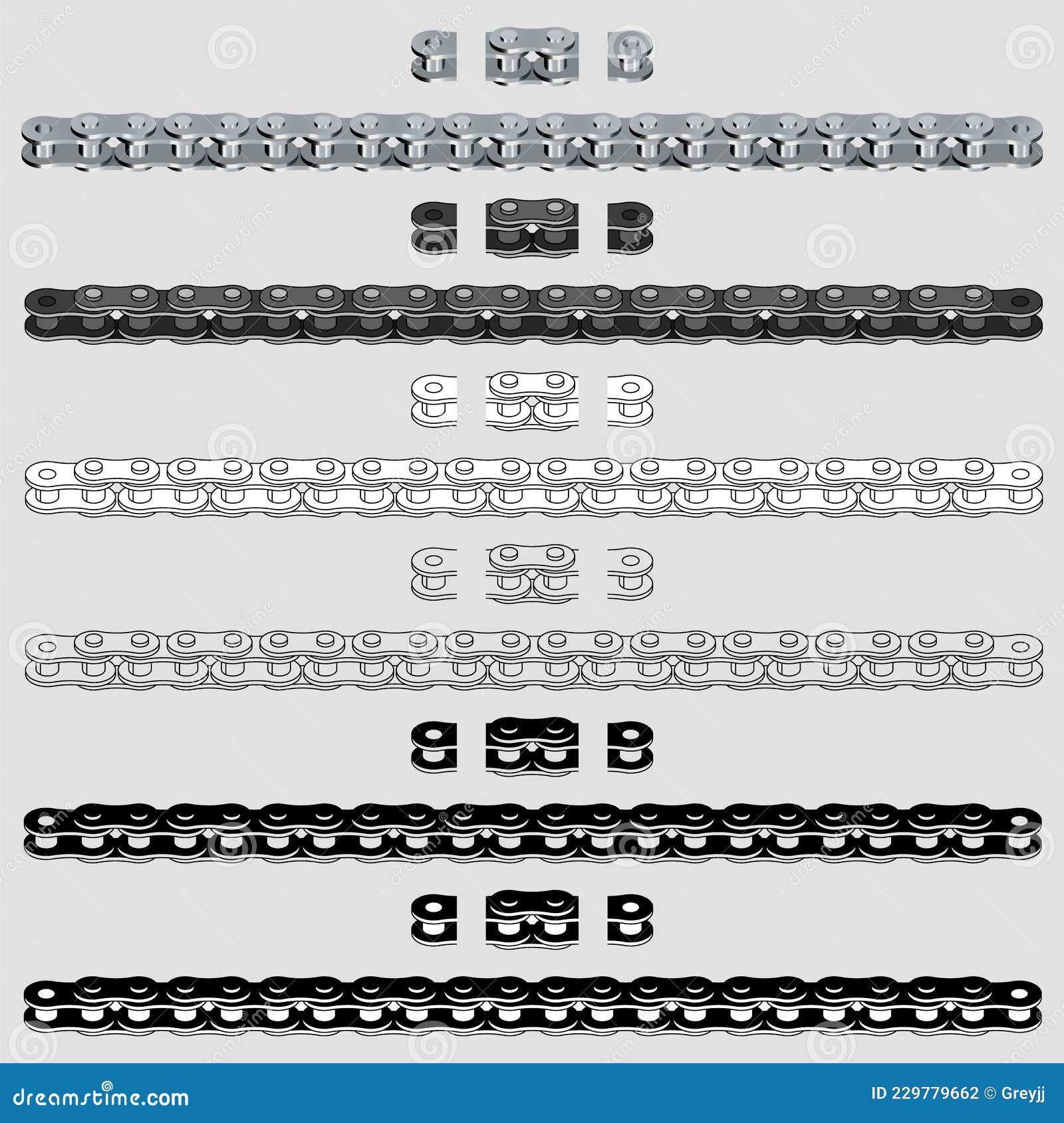 Pattern Borders Out of Roller or Bicycle Chain Stock Vector ...