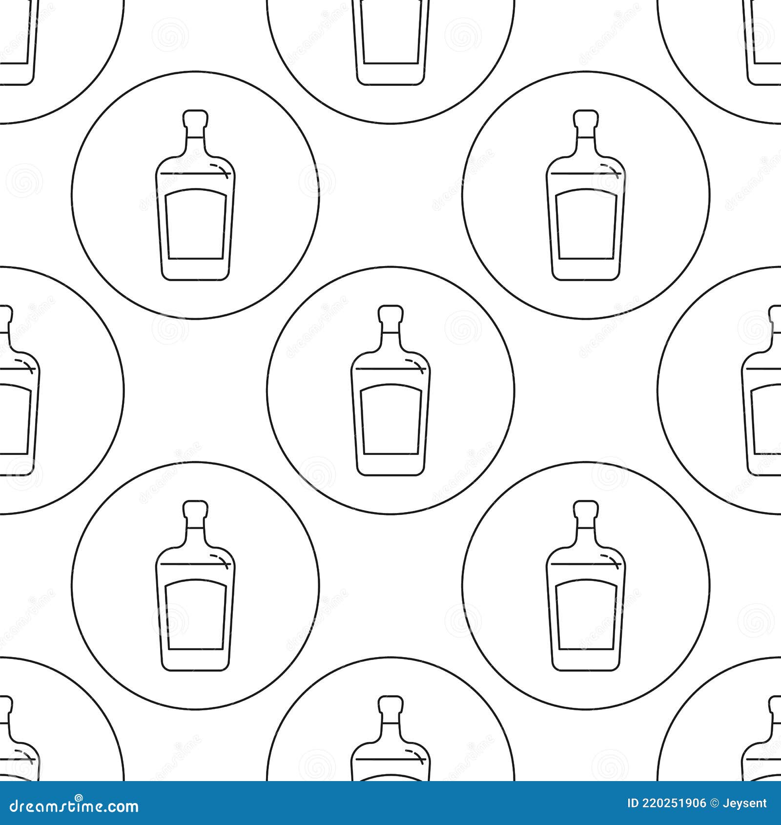 Seamless Pattern of Bottle of Liqueur in Flat Style in Form of Thin ...