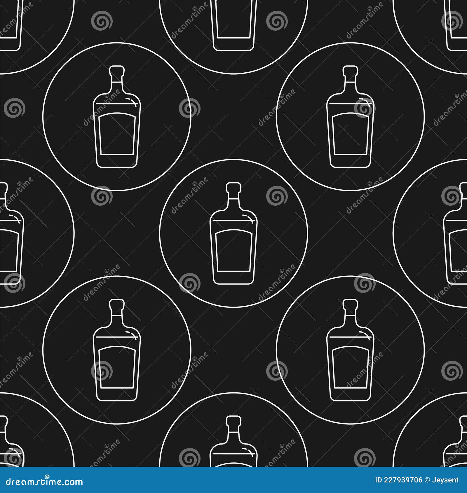 Seamless Pattern of Bottle of Liquor in Flat Style in Form of Thin ...
