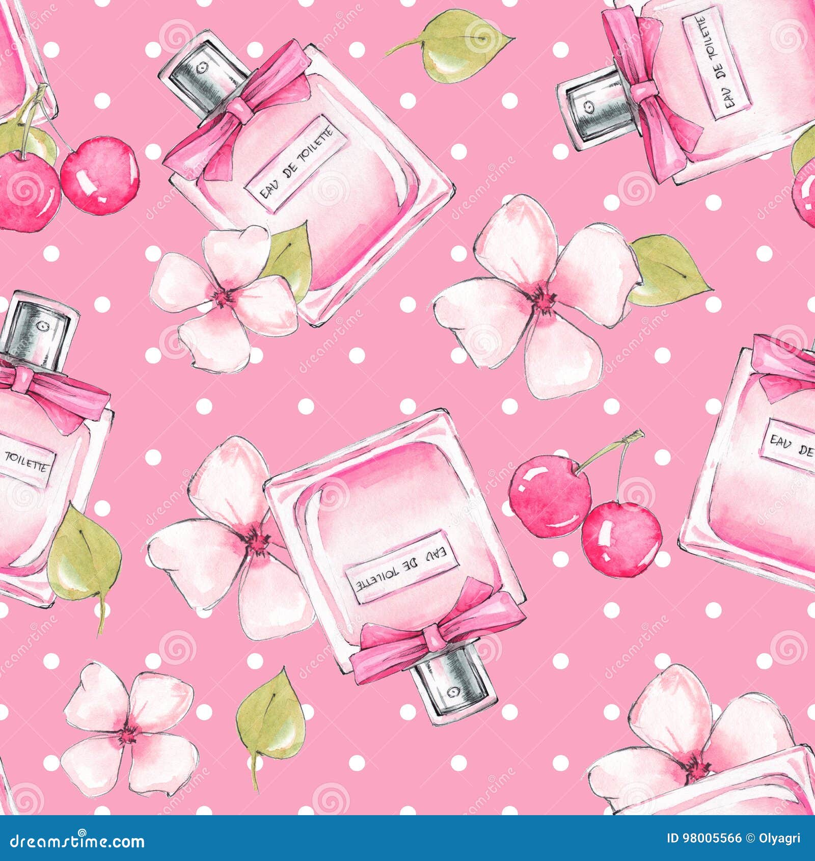 Seamless Pattern. Bottle of Perfume and Flowers Stock Illustration ...
