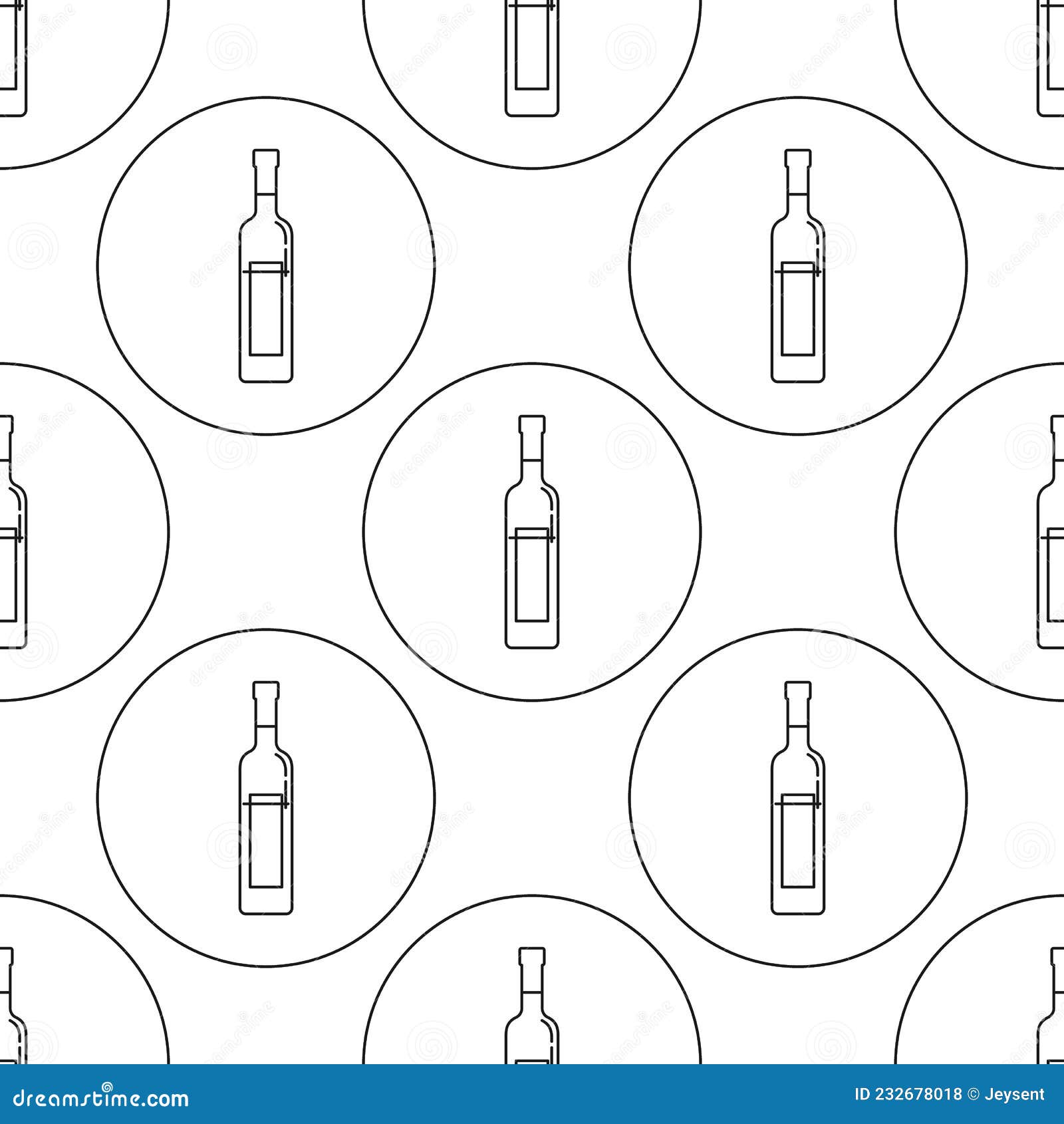 Seamless Pattern of Bottle of Vodka in Flat Style in Form of Thin Lines ...