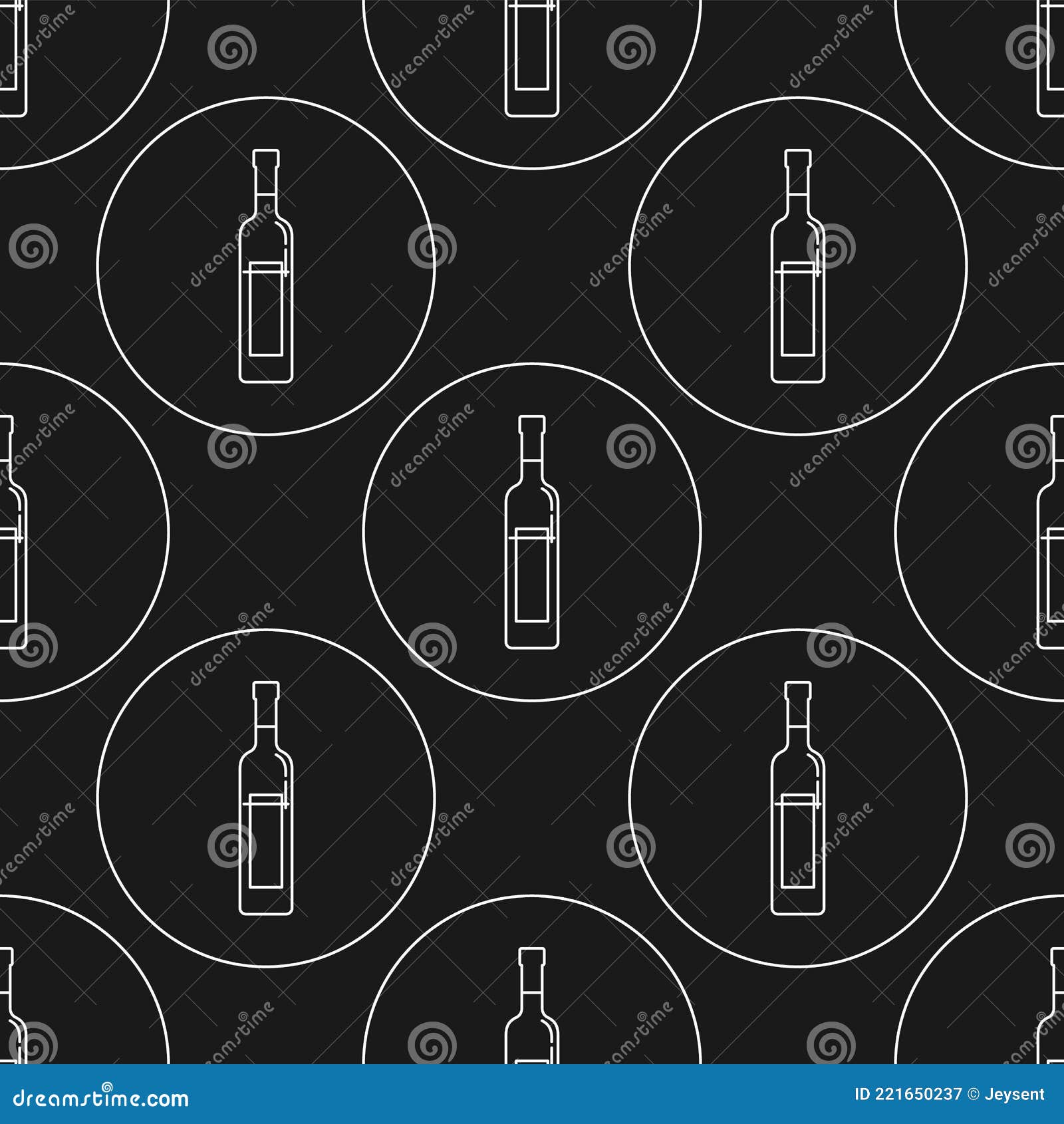 Seamless Pattern of Bottle of Vodka in Flat Style in Form of Thin Lines ...